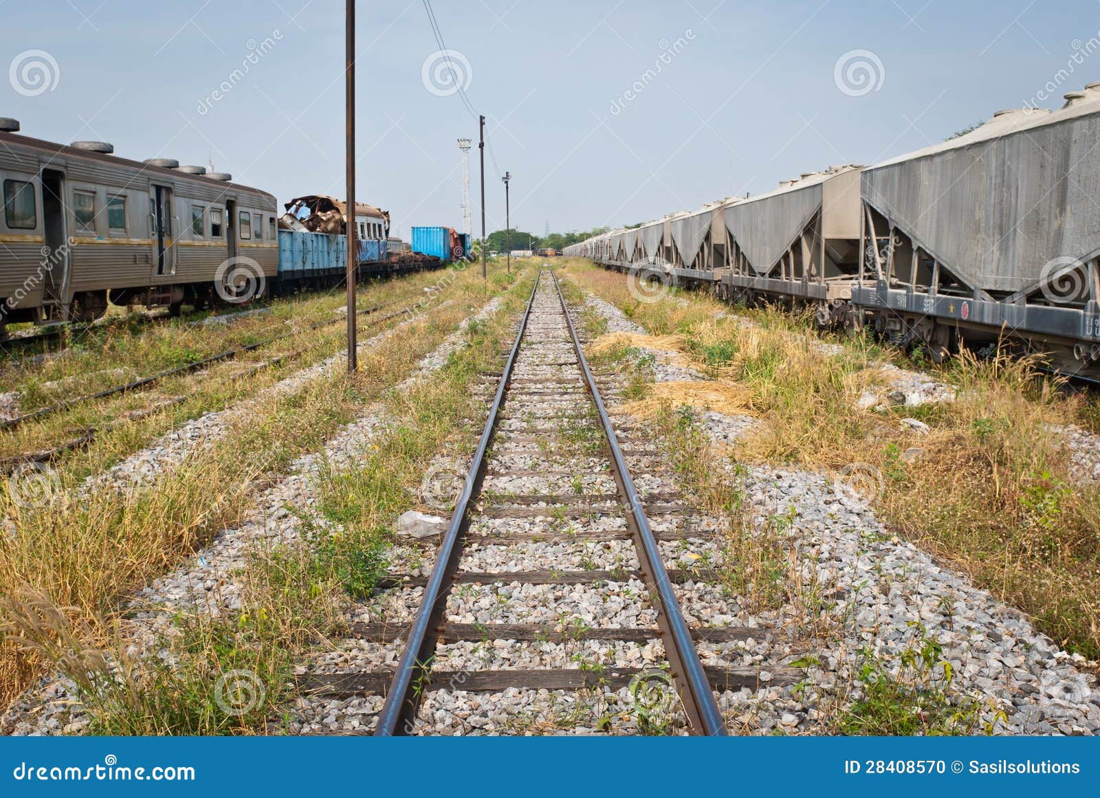 Railway Looking Forward with Train Wreckage on the Left Stock Photo ...
