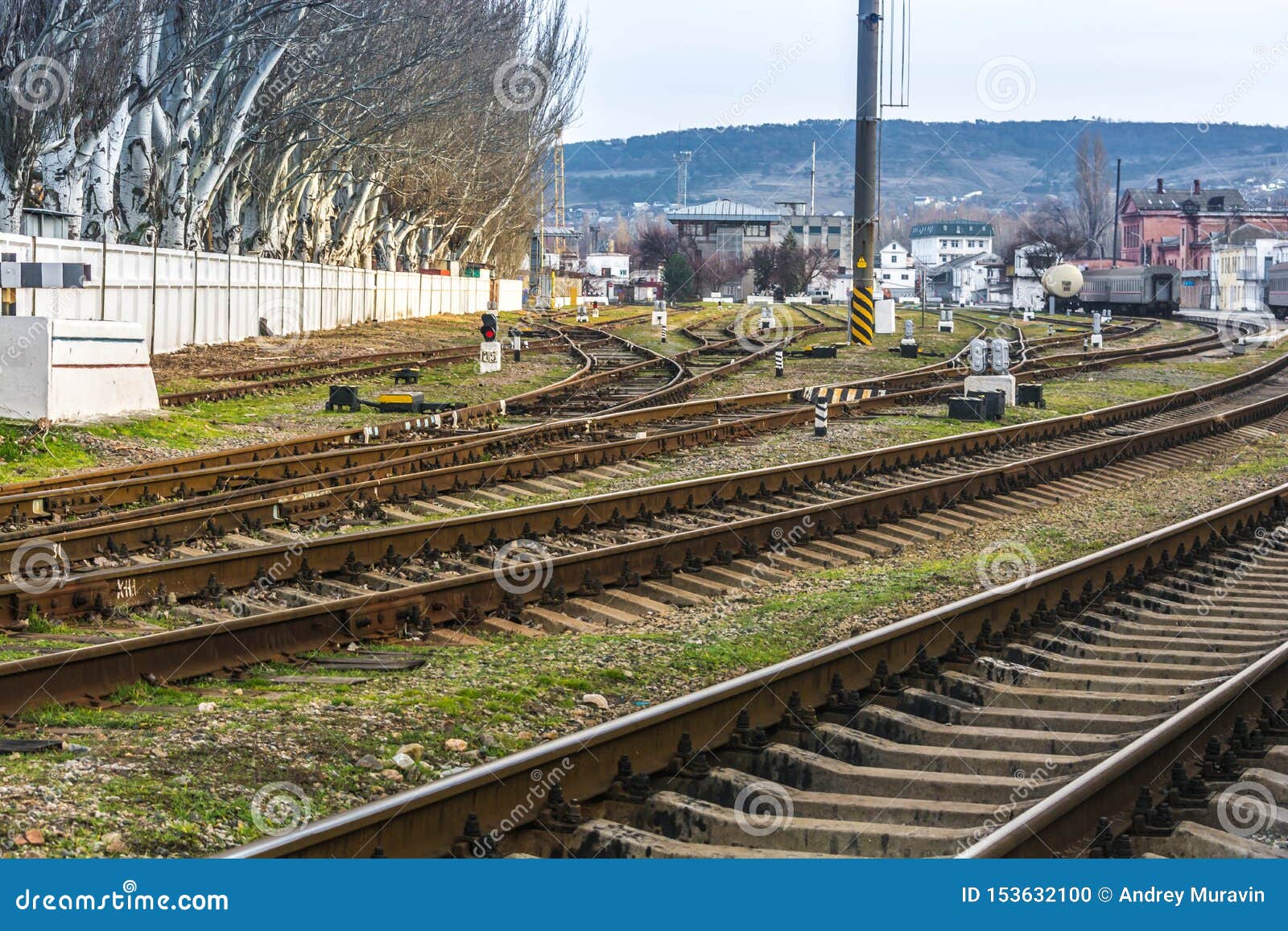 Railway stock photo. Image of tracks, merge, semaphore - 153632100