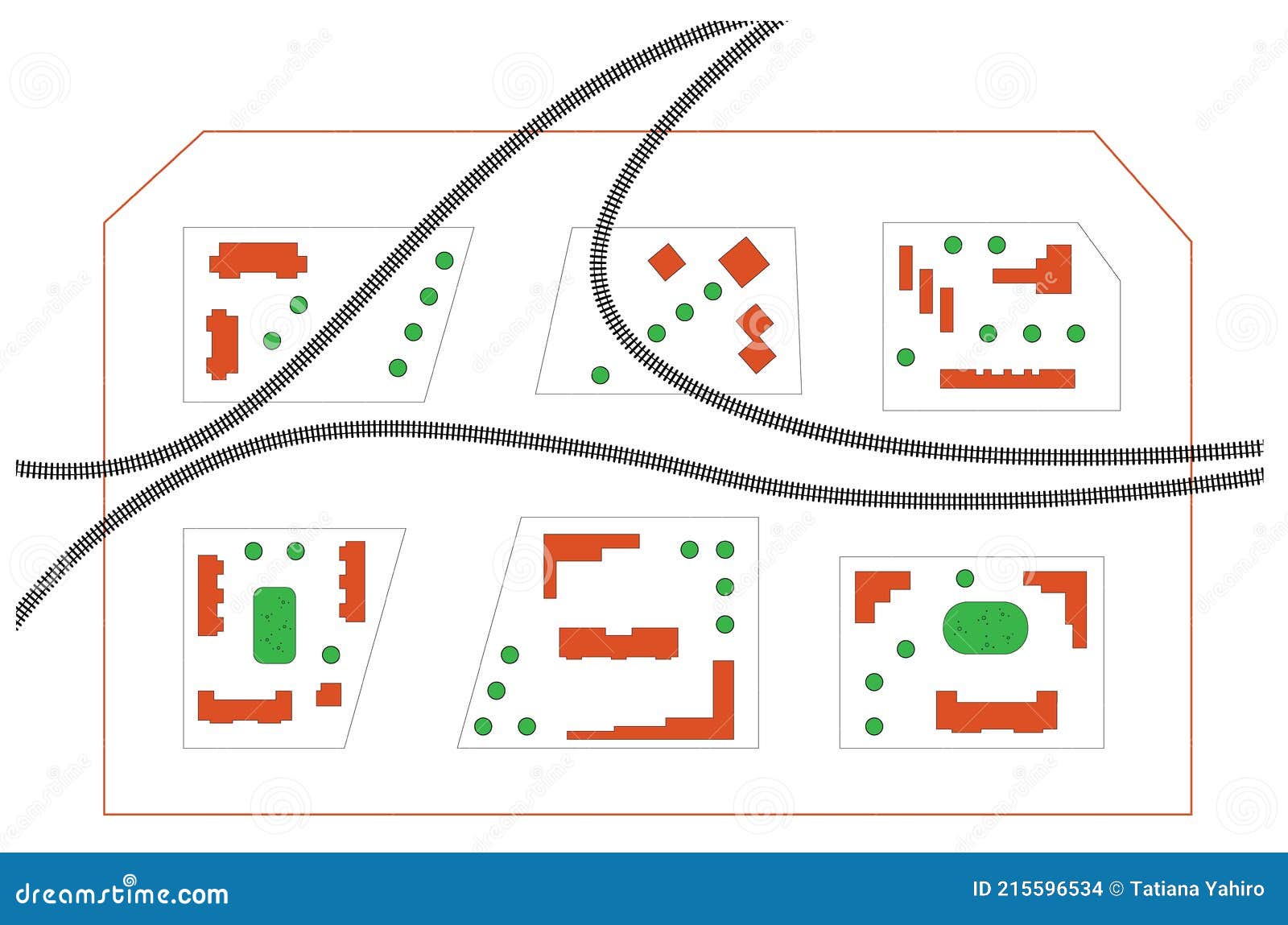 Railway Map with City Map stock vector. Illustration of graphic - 215596534
