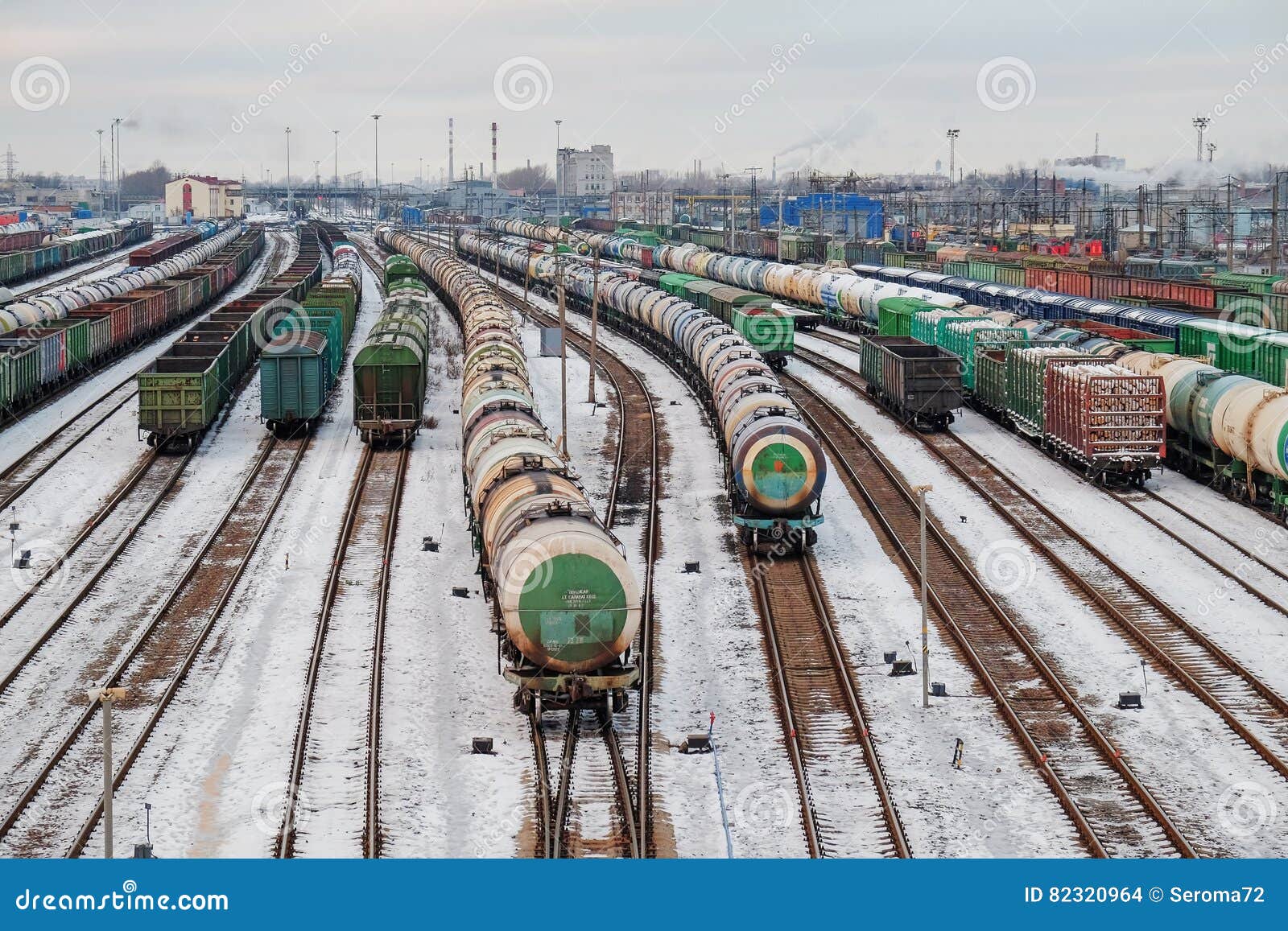 Railway marshalling yard editorial stock image. Image of locomotives ...