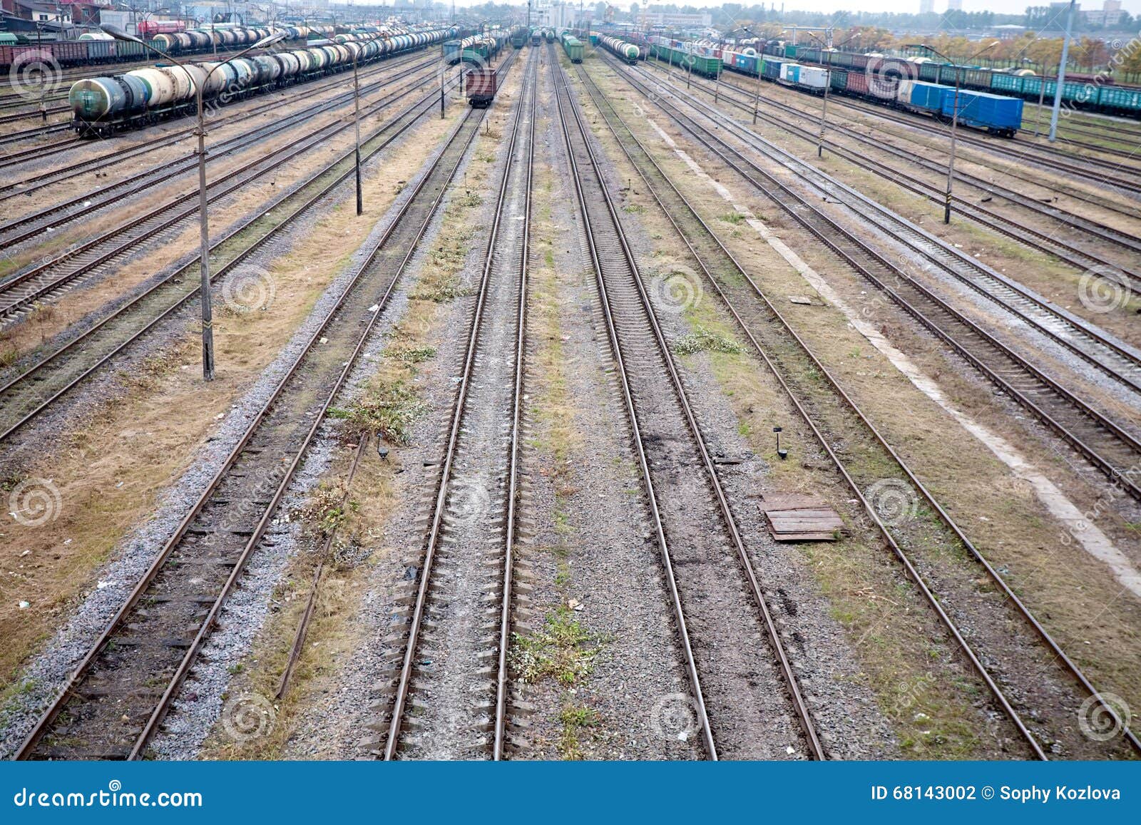 Railway marshalling yard stock photo. Image of industrial - 68143002