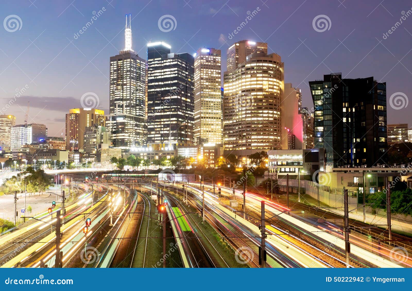 Railway in Melbourne at Night Stock Photo - Image of office, city: 50222942