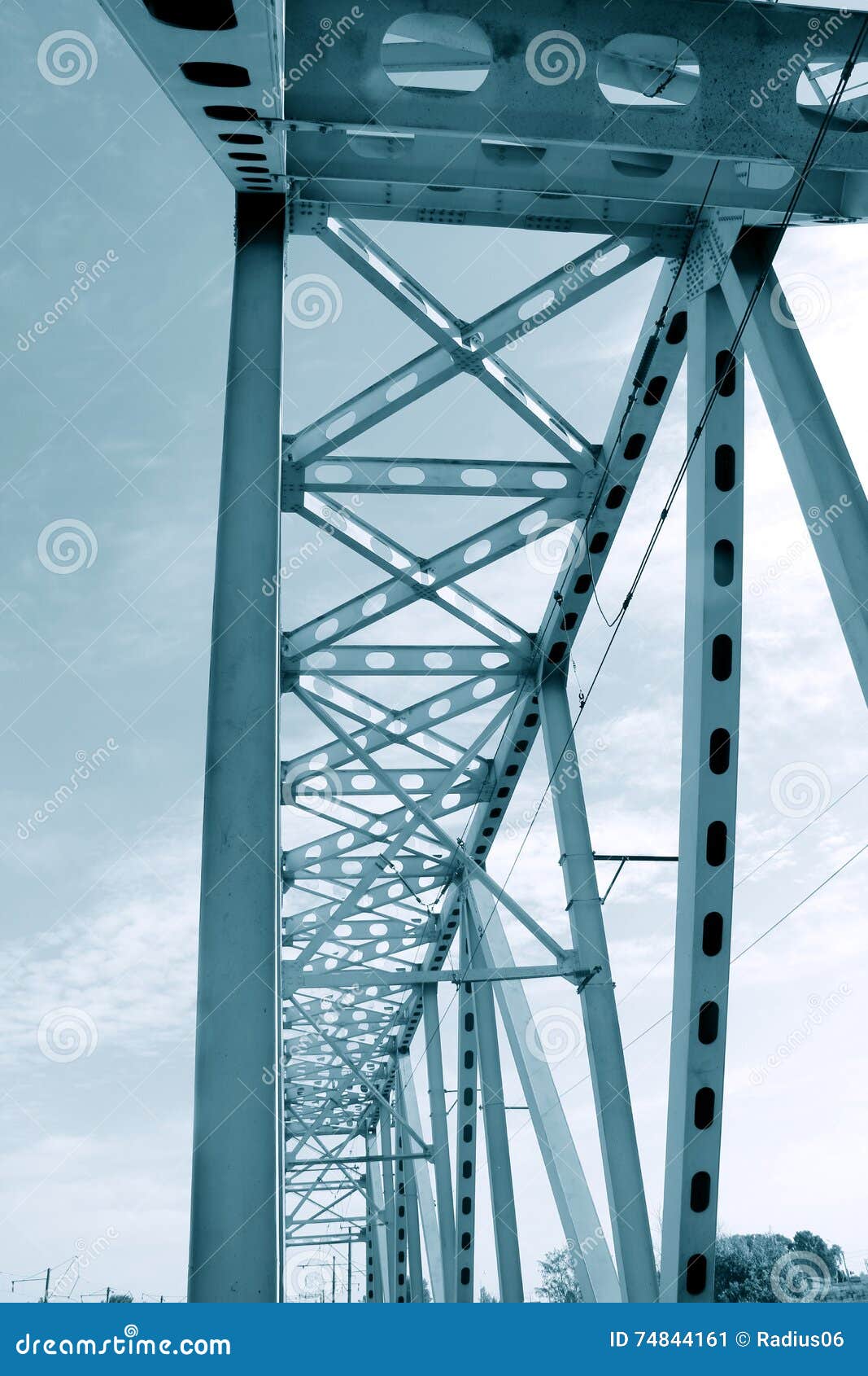 Railway Metal Bridge Perspective View Stock Image - Image of railroad ...