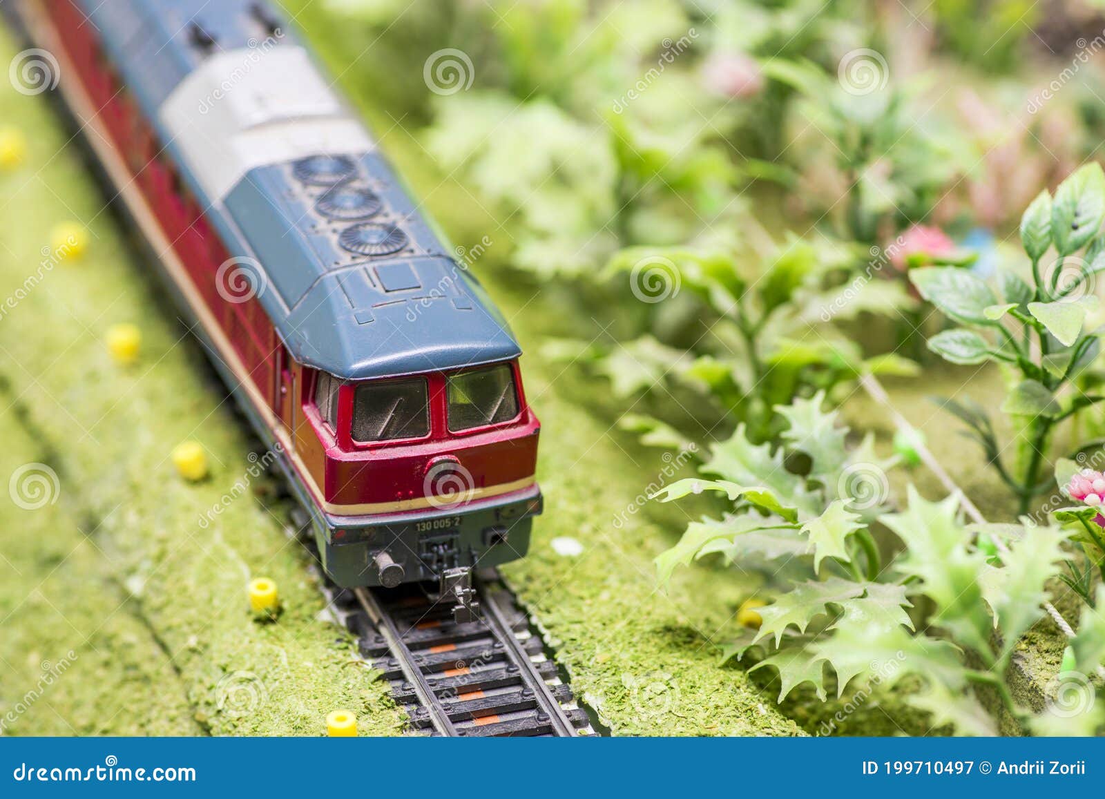 Railway Modelling. Close-up about Model Train on the Rail Tracks Stock ...