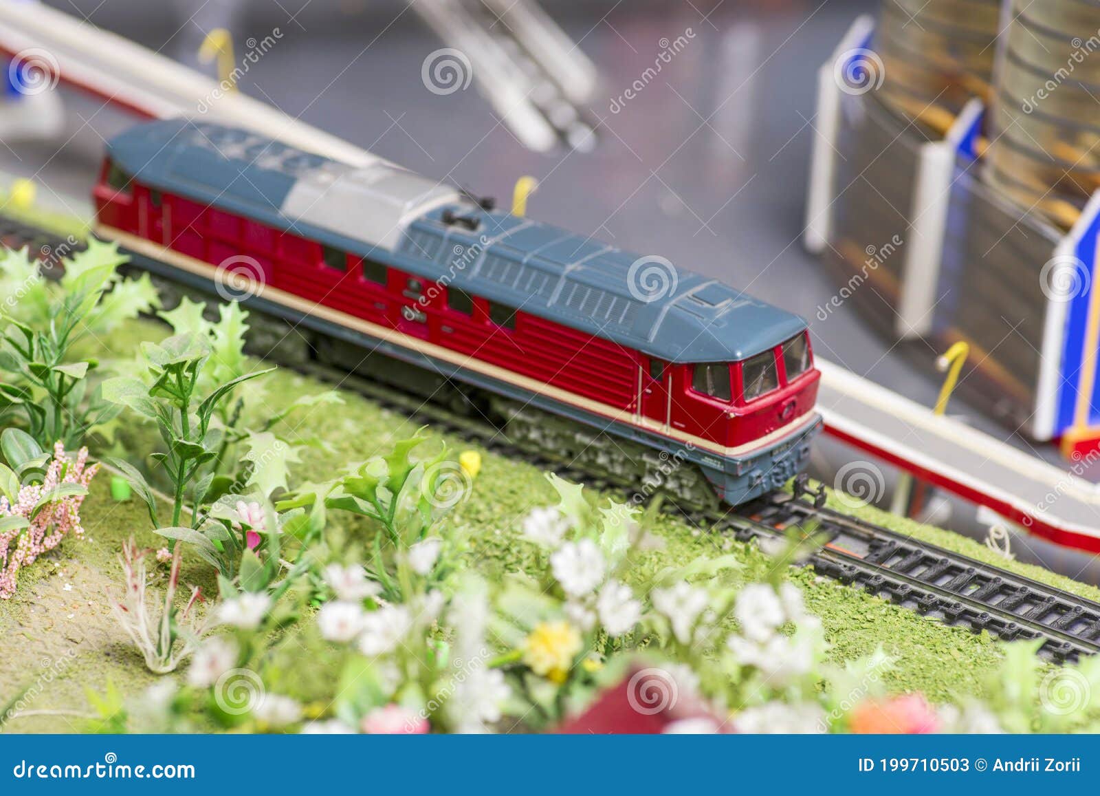 Railway Modelling. Close-up about Model Train on the Rail Tracks Stock ...