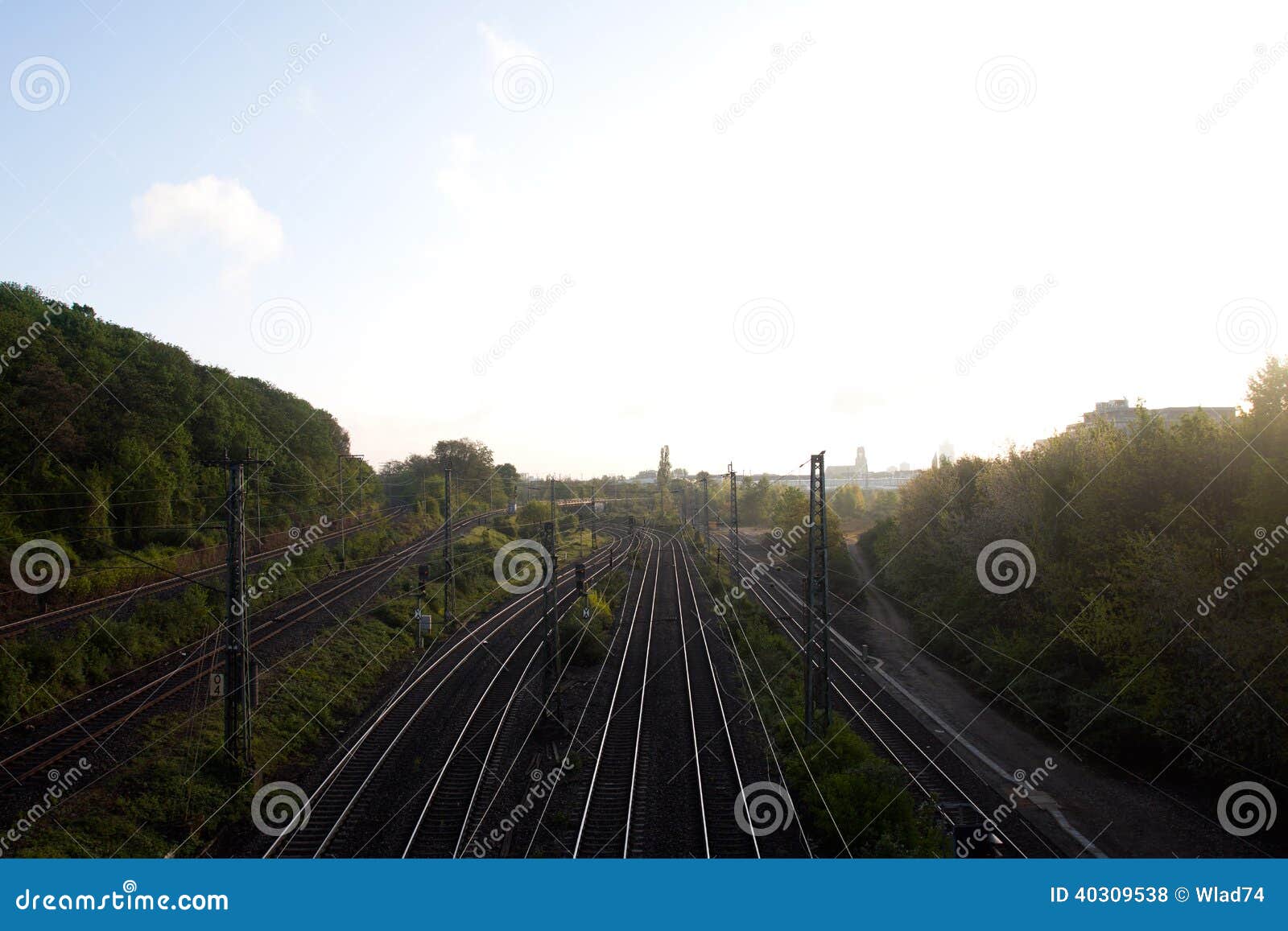 The Railway in the Morning Sunlight in Cologne Stock Photo - Image of ...