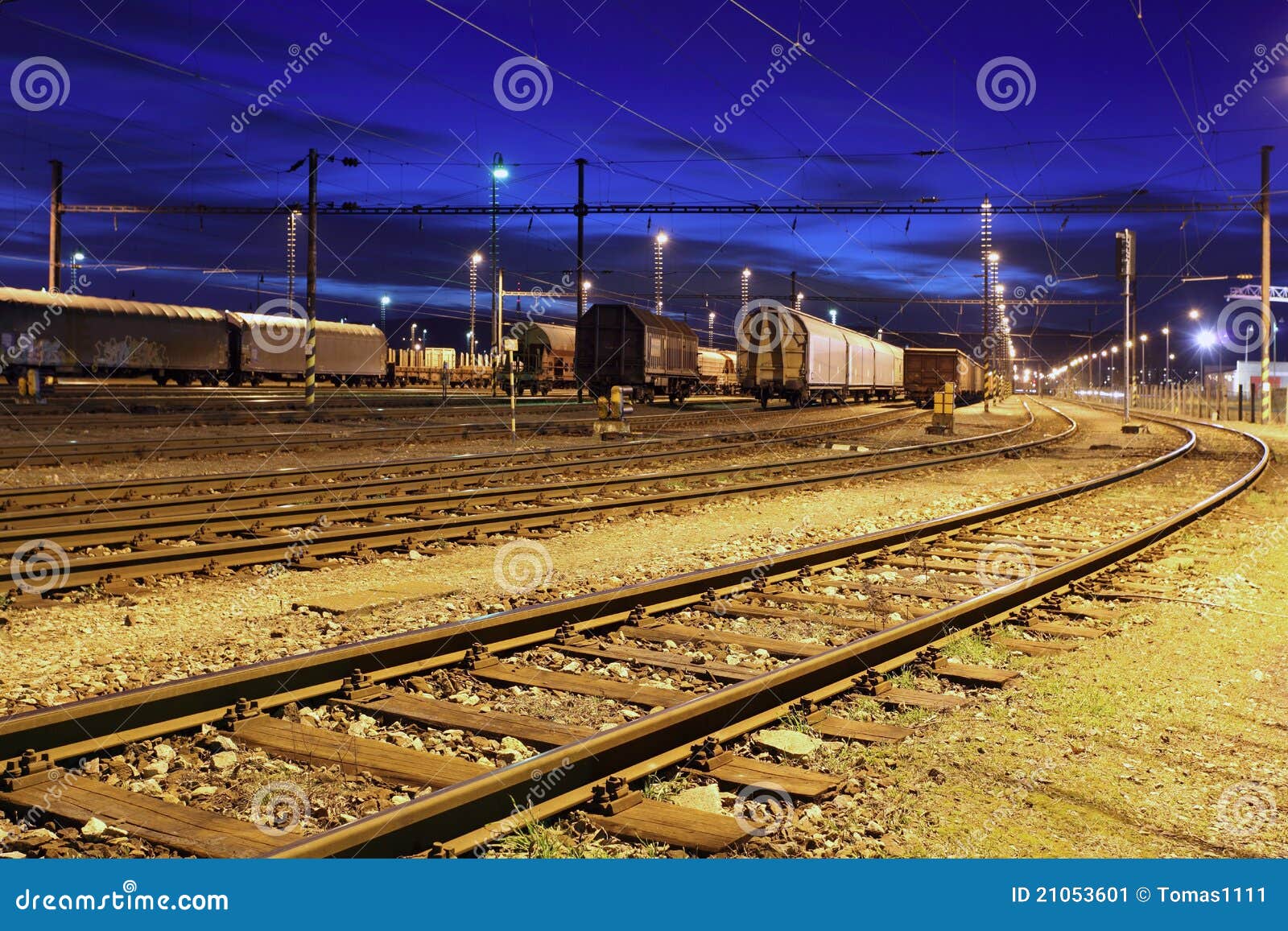 Railway at night stock image. Image of mass, economy - 21053601