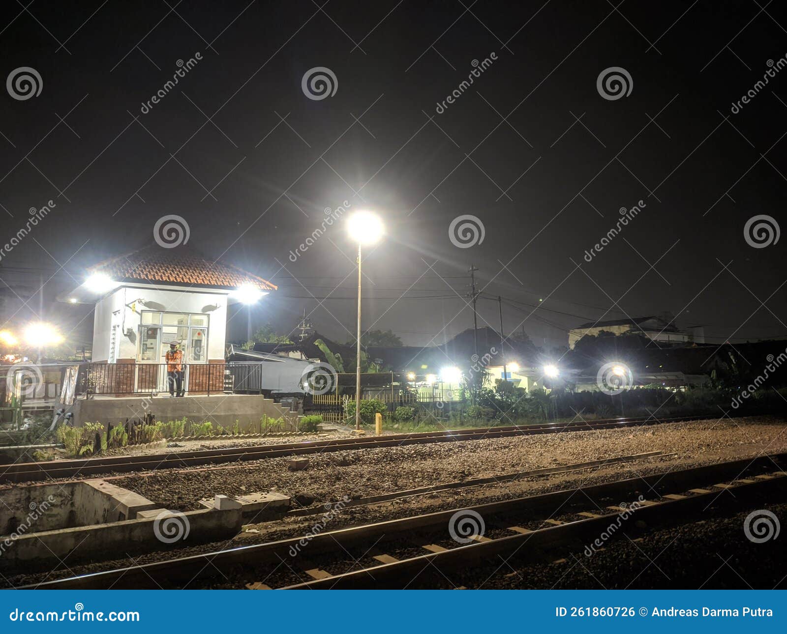 Railway at night stock photo. Image of railway, train - 261860726