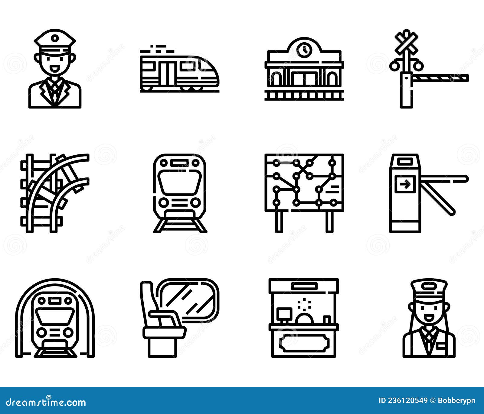 Railway Outline Icon and Symbol for Website, Application Stock Vector ...