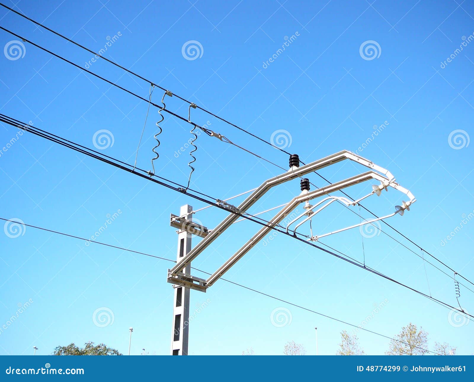 Railway overhead wire stock image. Image of construction - 48774299