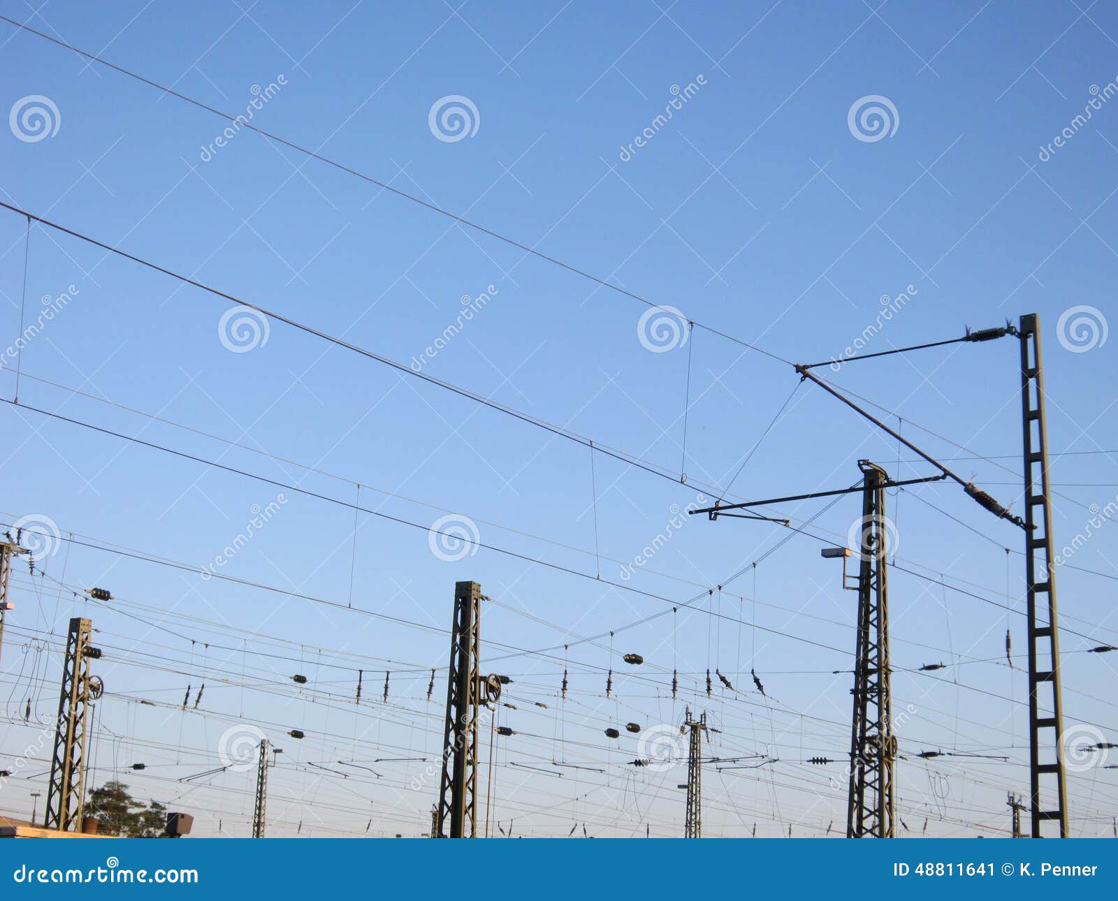 A Railway Overhead Wiring - Power Lines Stock Image - Image of pole ...