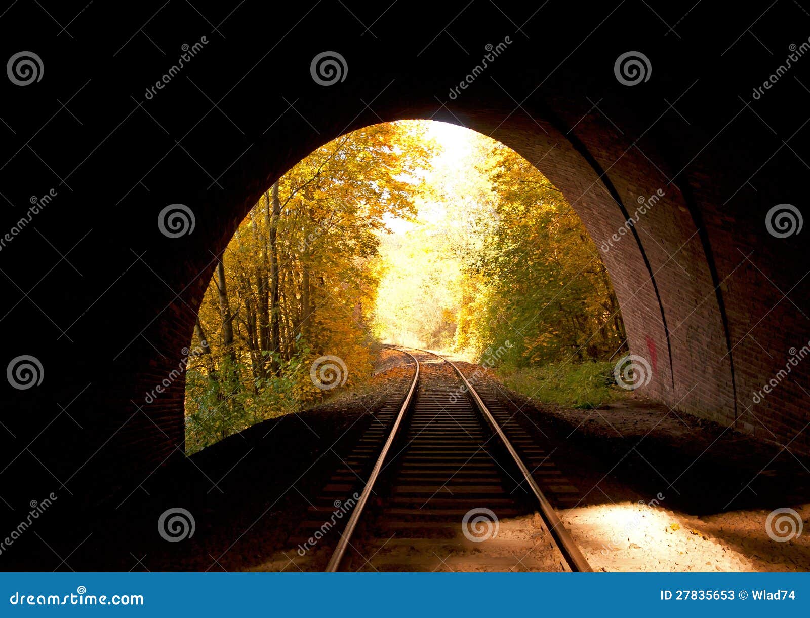 The Railway Passing through the Tunnel Stock Image - Image of railroad ...