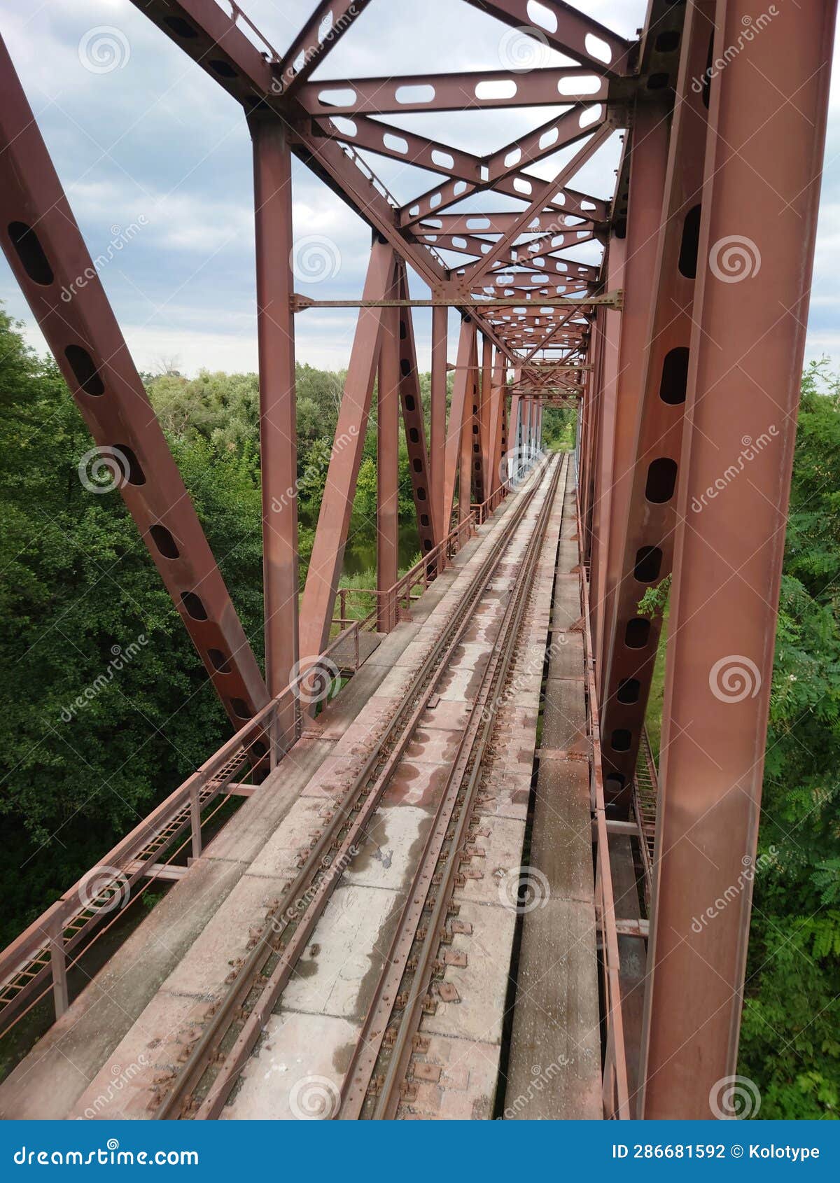 Railway path on the bridge stock photo. Image of structure - 286681592