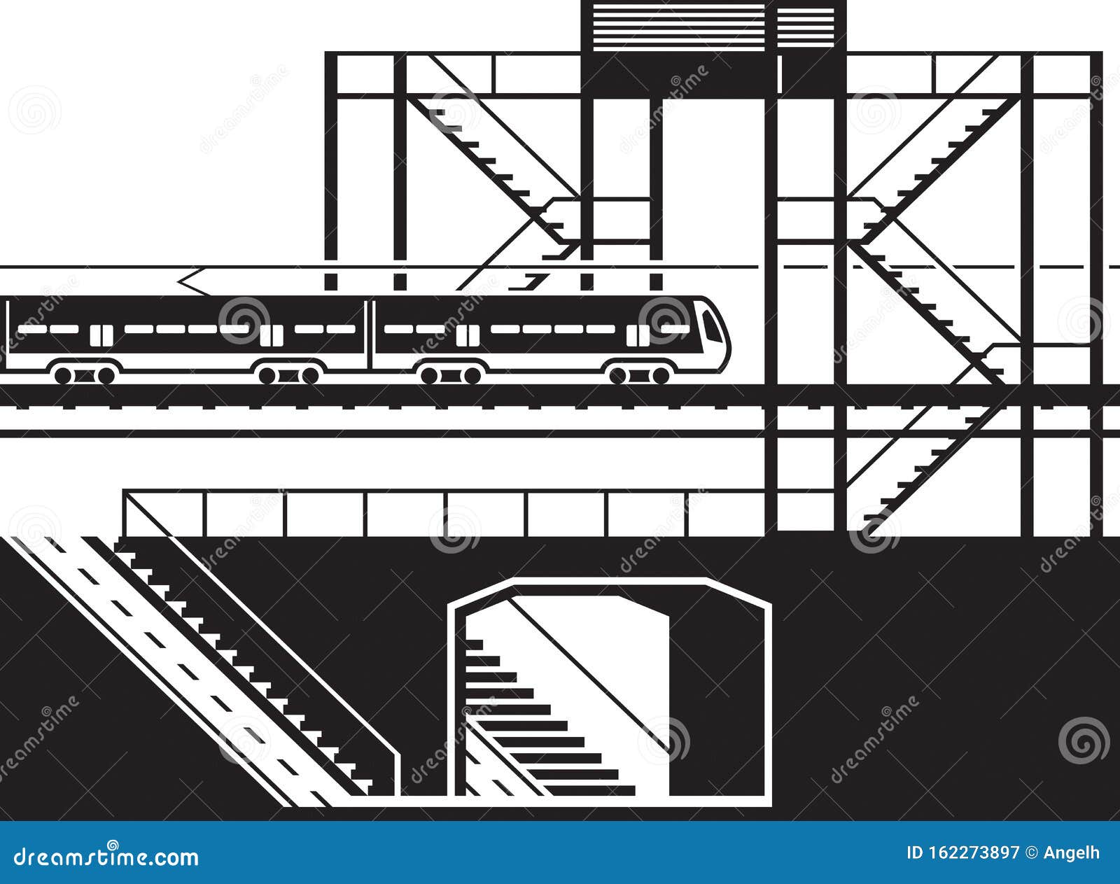 Overpass Vector Illustration. Elevated Road Junction And Interchange ...