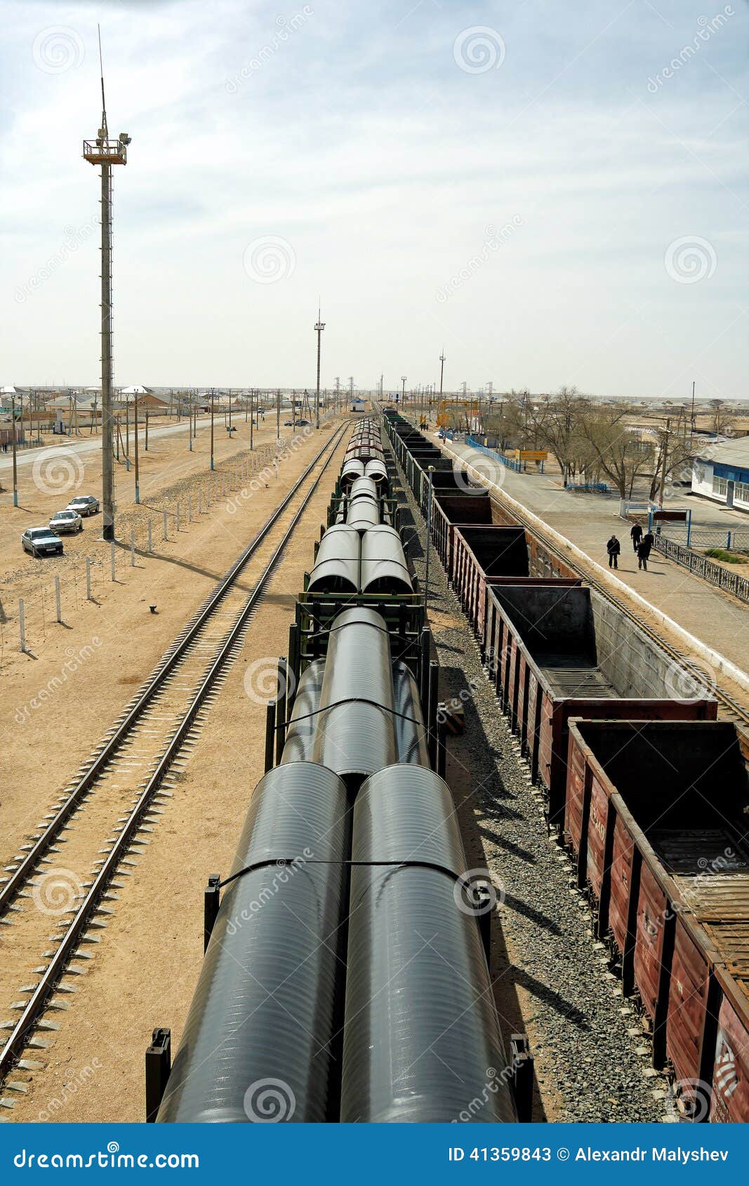 Railway Platform Laden Pipes. Stock Image - Image of freight, cargo ...