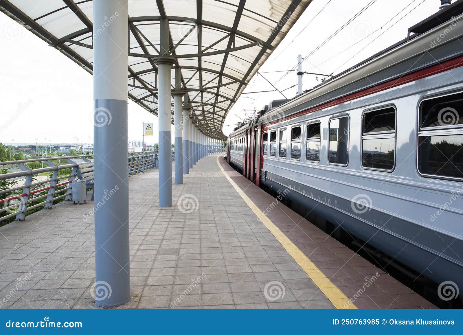 A Railway Platform with Train in Summer Stock Image - Image of station ...