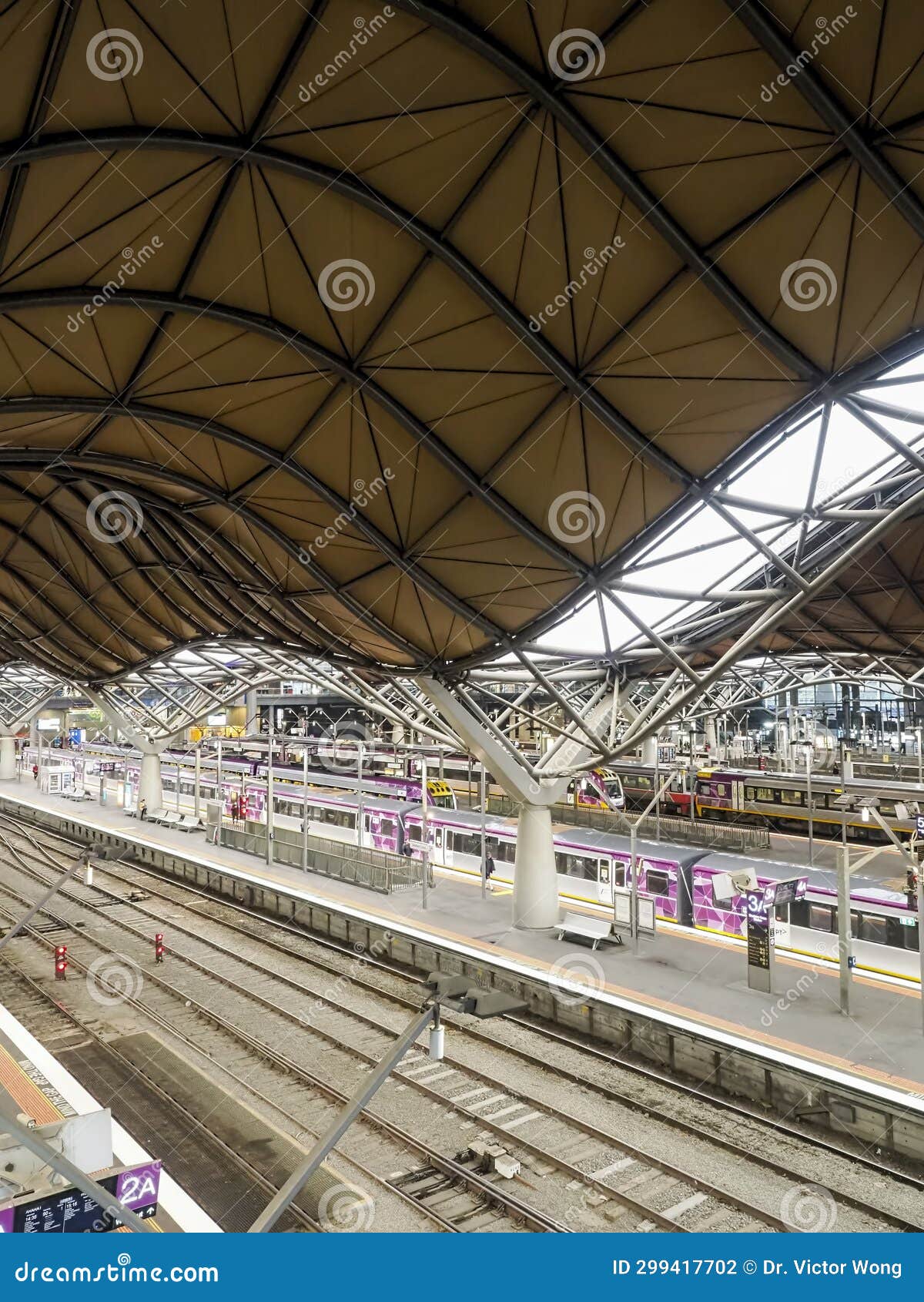 Railway Platforms Viewed from Elevated Vantage Point Editorial ...