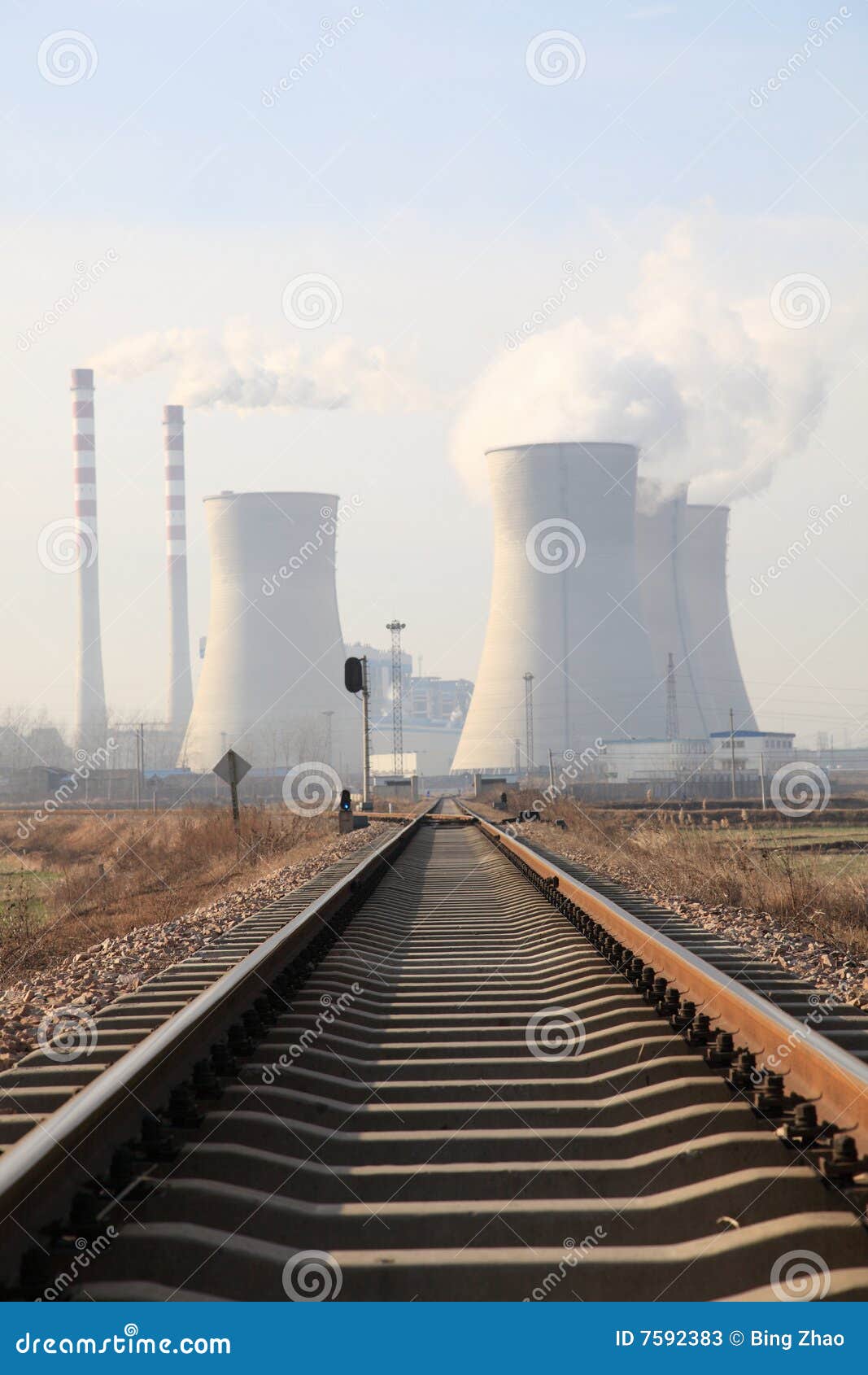 RAILWAY,POWER STATION stock image. Image of railroad, nature - 7592383