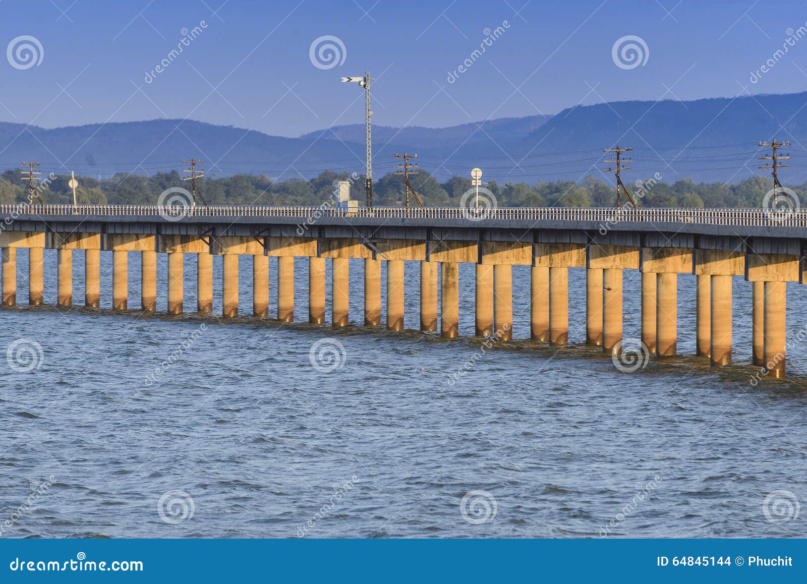 Railway or Railroad Crossing the Lake Stock Photo - Image of ...