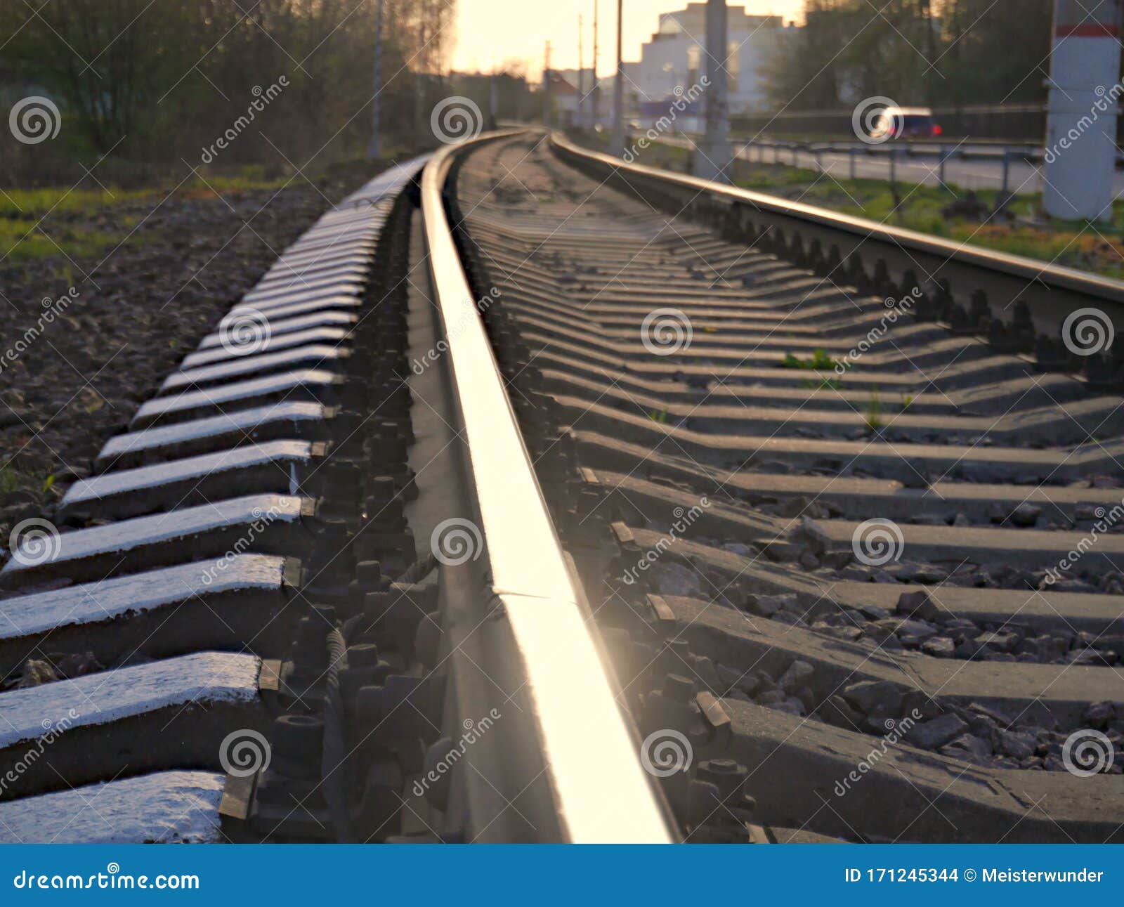 Railway or Railroad Tracks for Train Transportation Goes into the ...