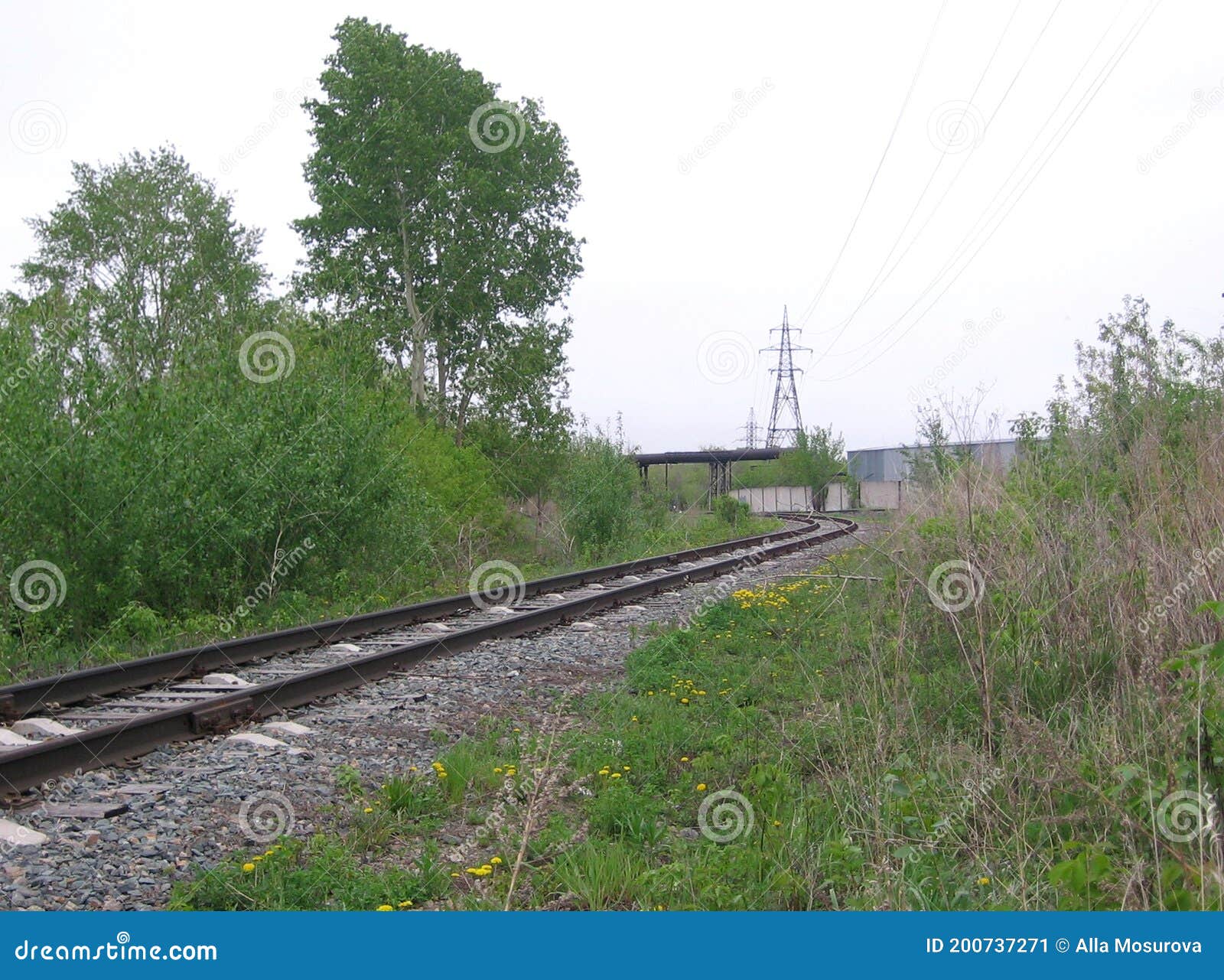 Railway Rails Bend for Freight Train Road Stock Image - Image of train ...