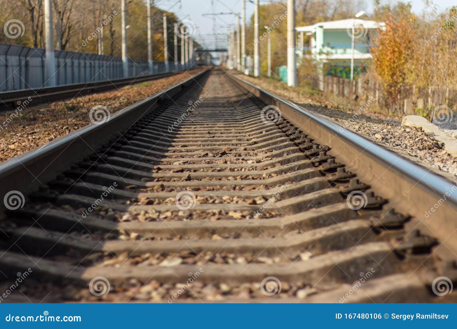 Railway Rails Close Up, Going Far Forward Stock Photo - Image of ...