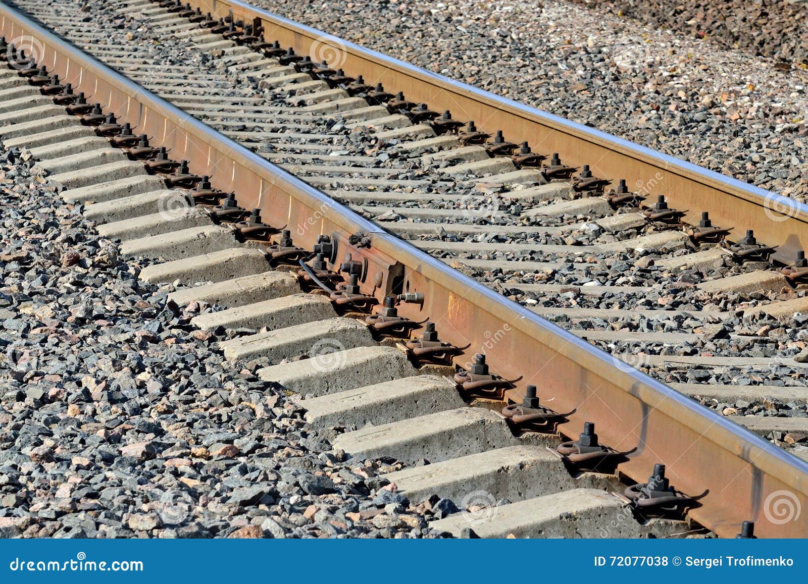 Railway. Rails and Concrete Sleepers Closeup Stock Photo - Image of ...
