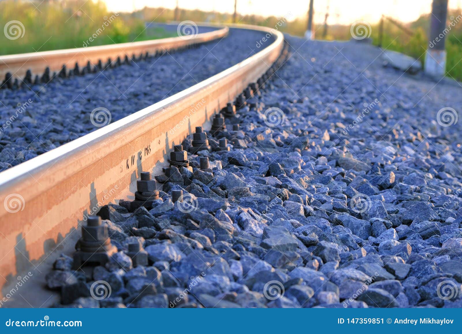 Railway. the Rails Curving in Perspective Go Beyond the Horizon. at ...
