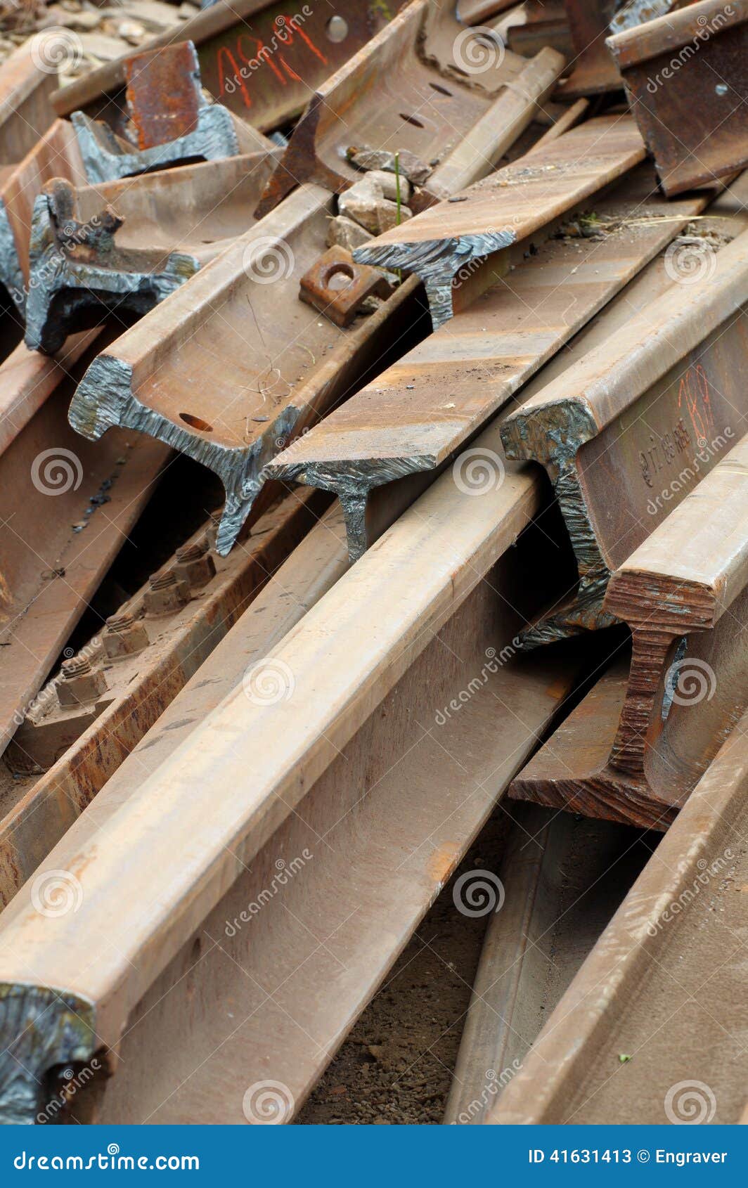 Railway Rails Side View Steel Rails. Transportation By Rail Stock Image ...