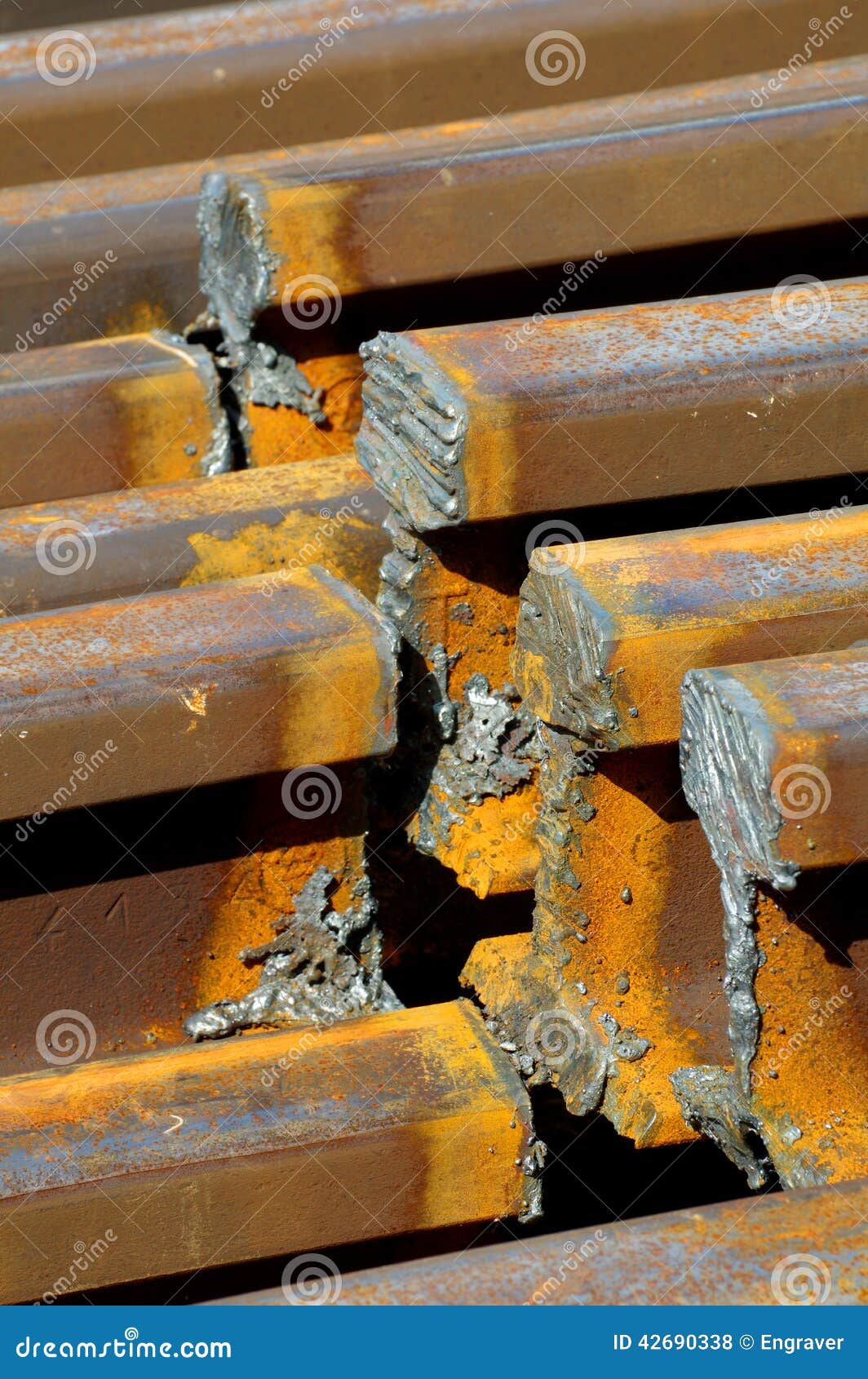 Railway Rails Scrap Recycling Details Stock Photo - Image of disposal ...