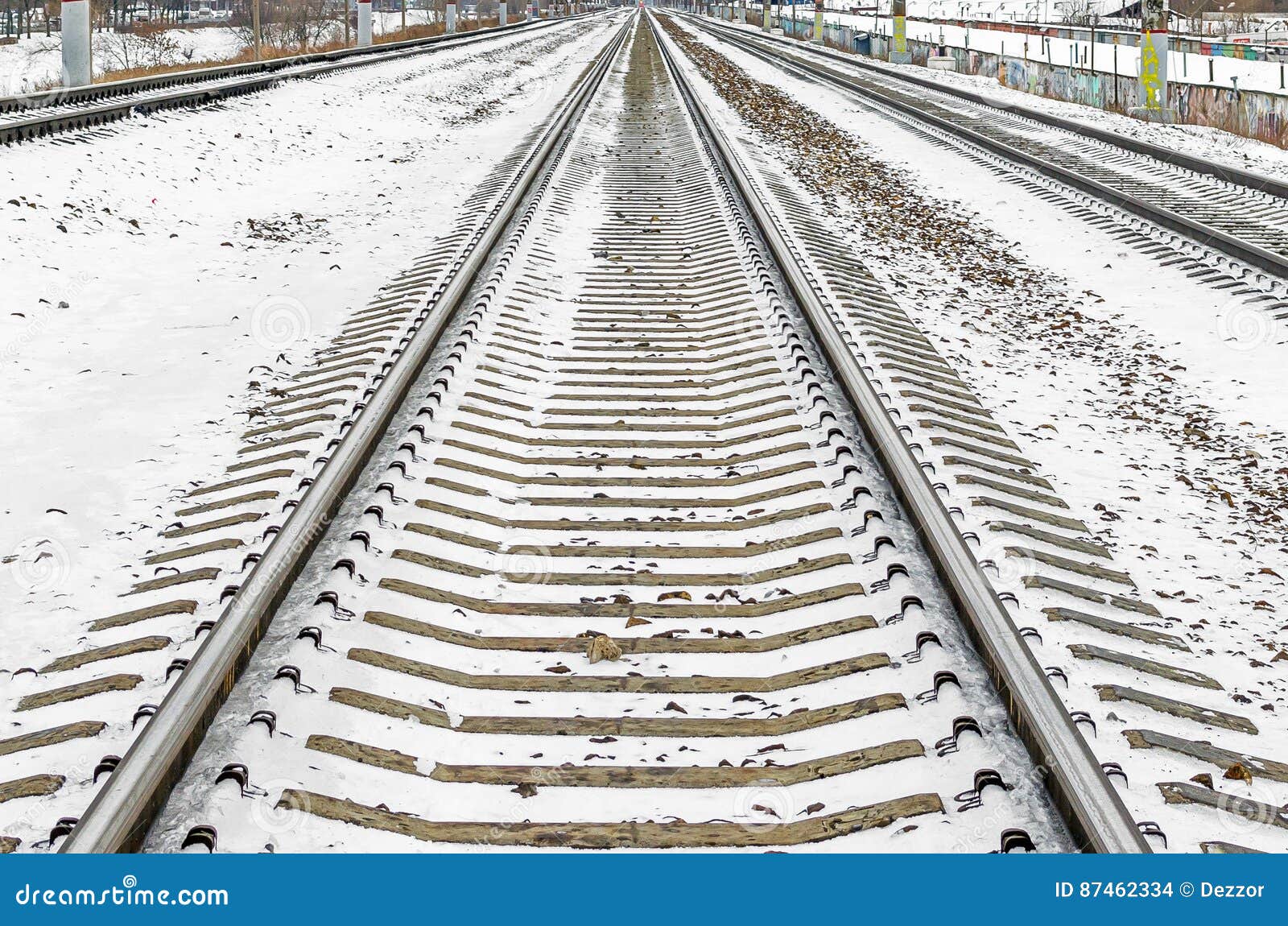 New Rails And Sleepers. The Rails And Sleepers Are Stacked On Each ...