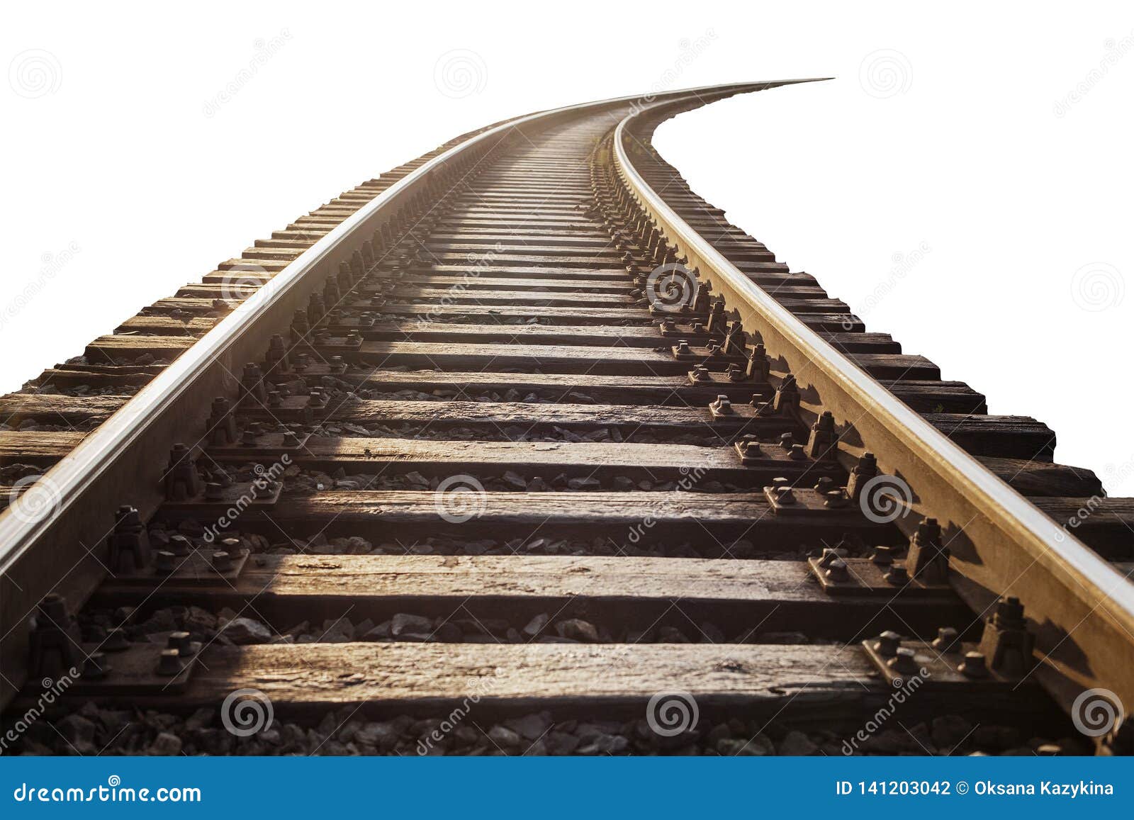 Railway Rails and Sleepers in Isolation Against White Background Stock ...