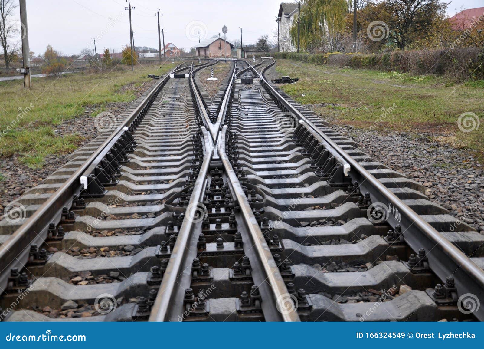 Railway with Rails and Sleepers Stock Image - Image of iron, sleepers ...