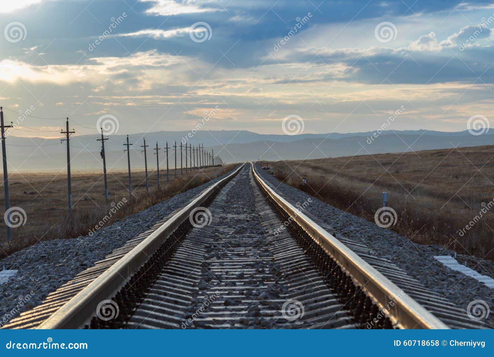 Railway Rails of Stretching into the Distance. Stock Photo - Image of ...