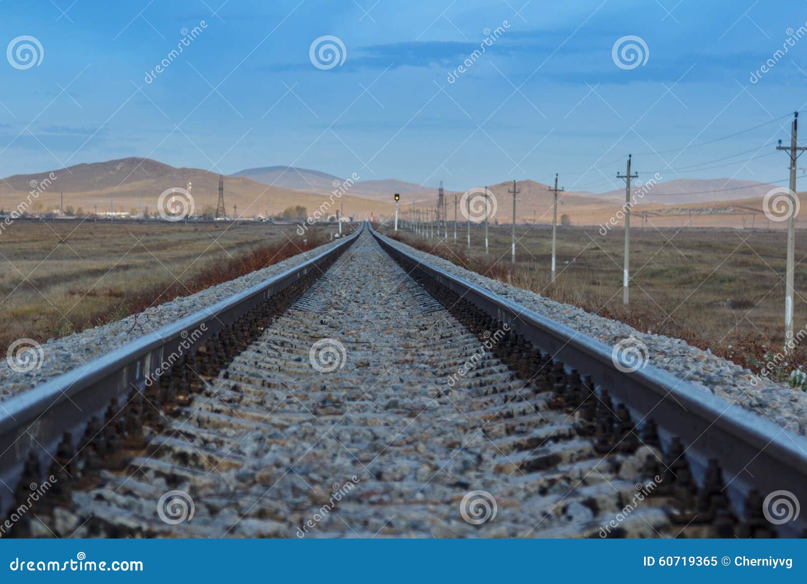 Railway Rails of Stretching into the Distance. Stock Image - Image of ...