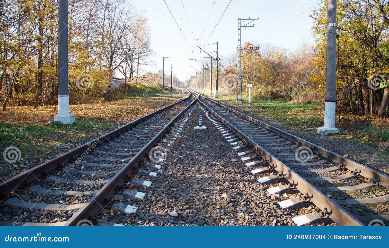 Railway Rails Stretching into Distance Stock Photo - Image of ...