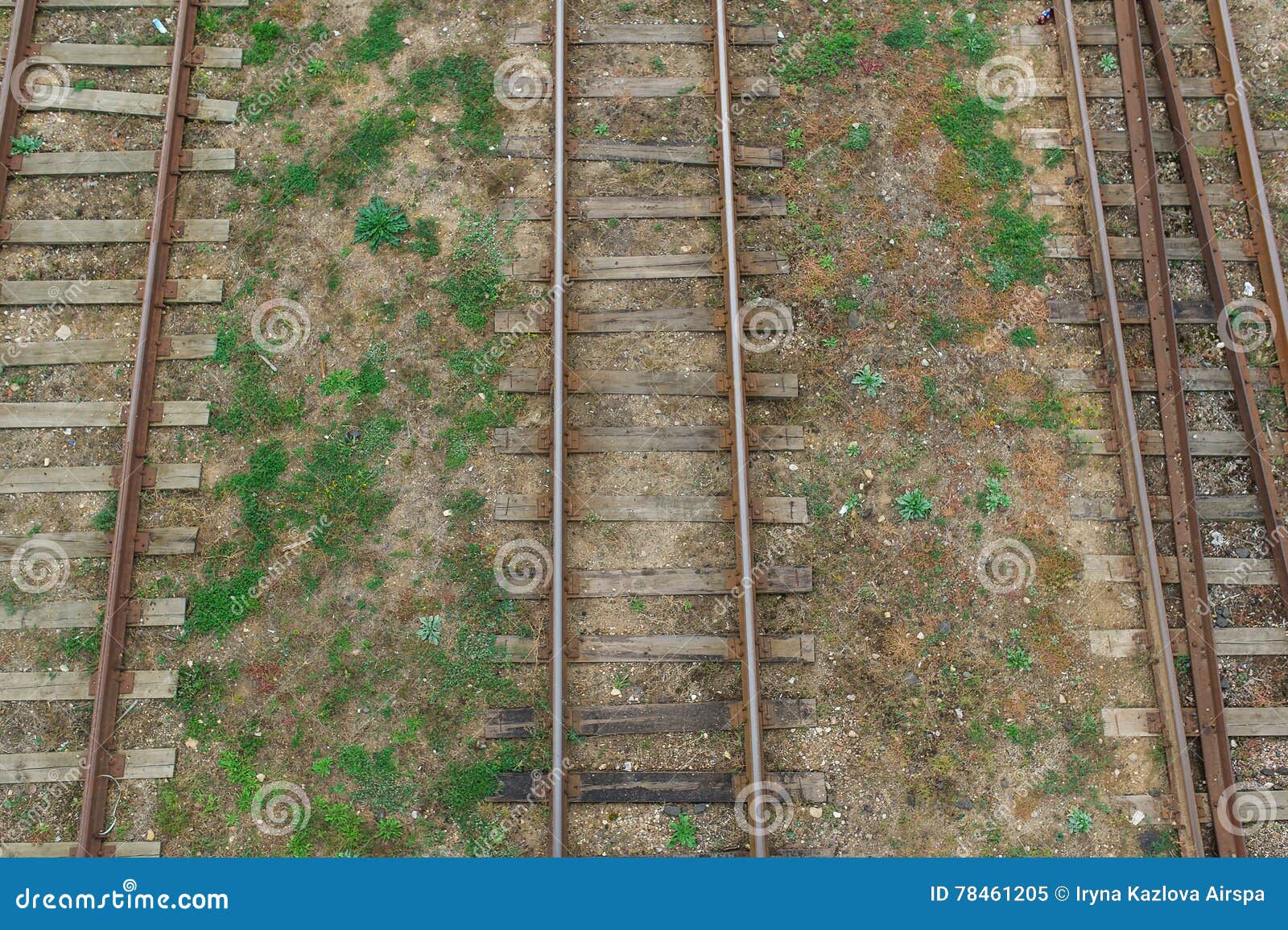 Railway rails. Top view. stock image. Image of green - 78461205
