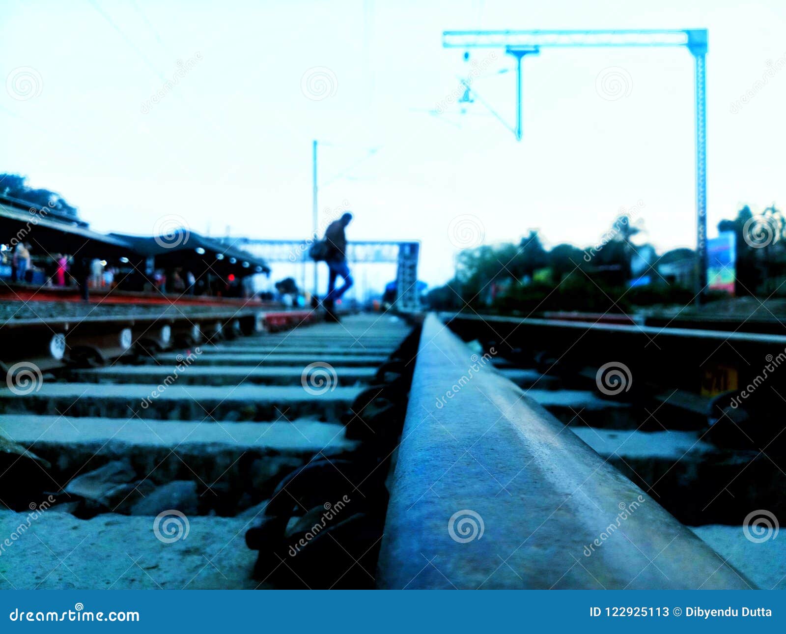 Railway stock image. Image of stone, line, view, railway - 122925113