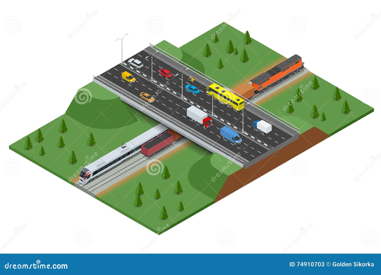 Railway Road and Track with the Traffic. Modern High Speed Train and ...