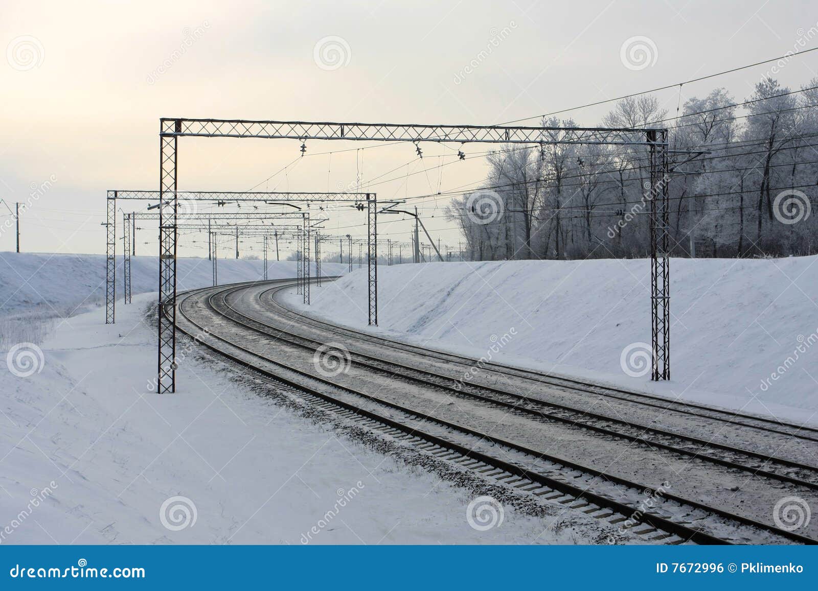 Railway road turn stock photo. Image of mast, column, ties - 7672996