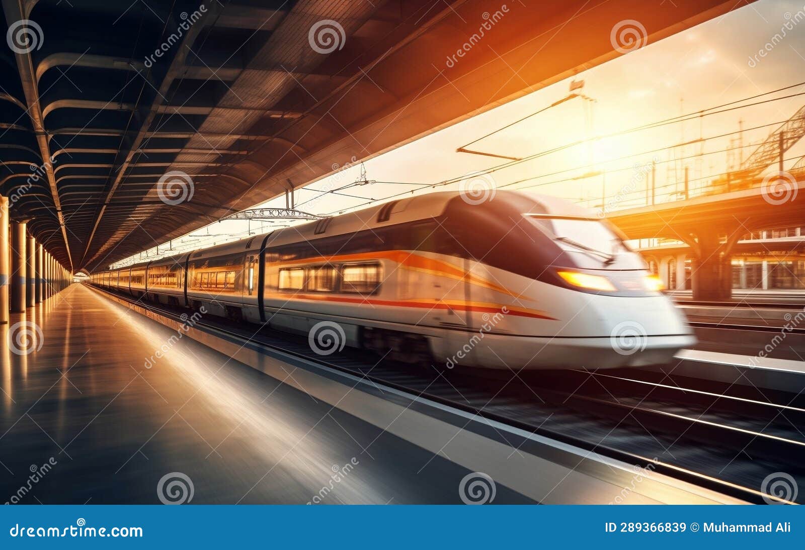 Railway Rush Fast Track Action with High Speed Train. Generative AI ...