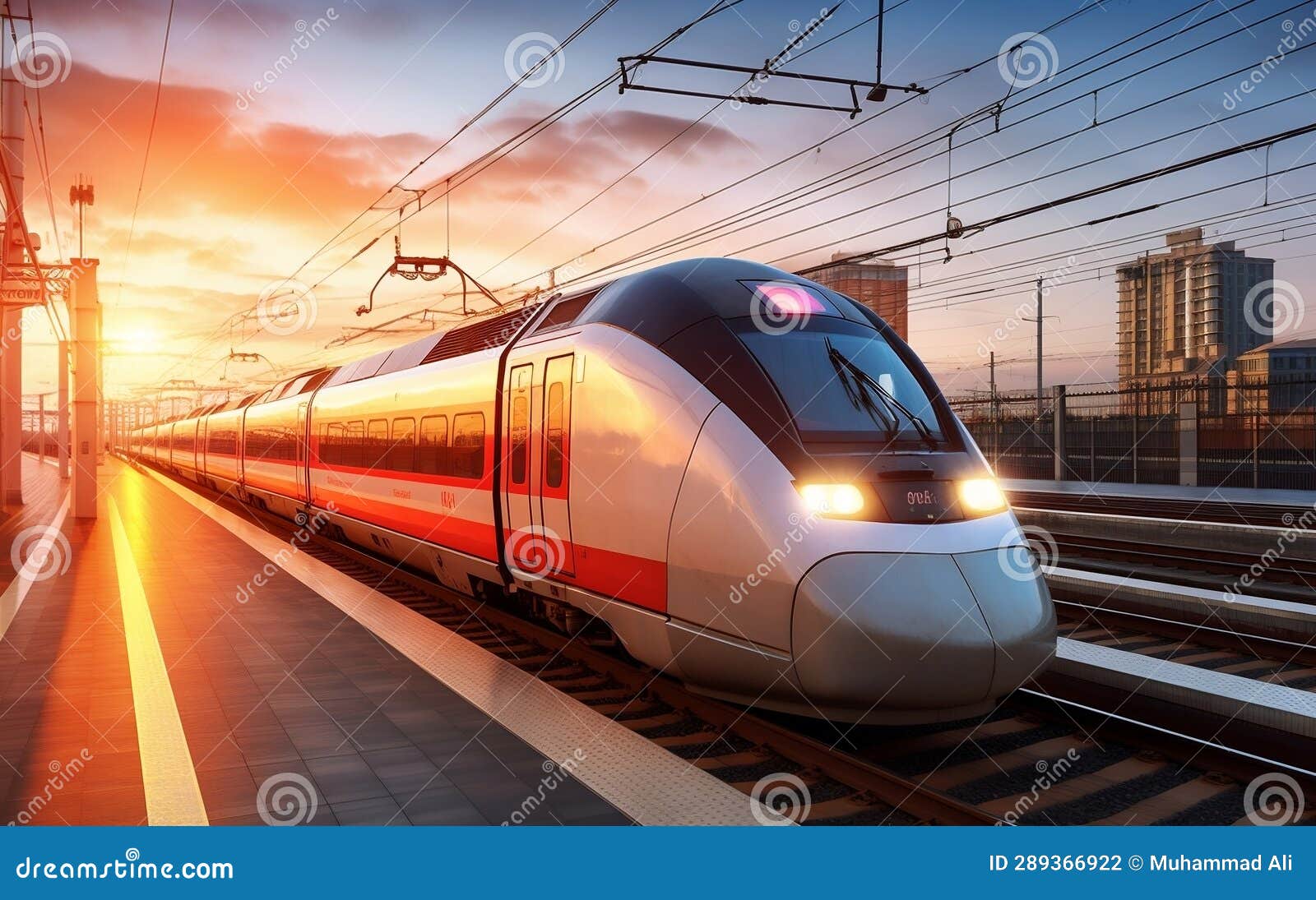 Railway Rush Fast Track Action with High Speed Train. Generative AI ...