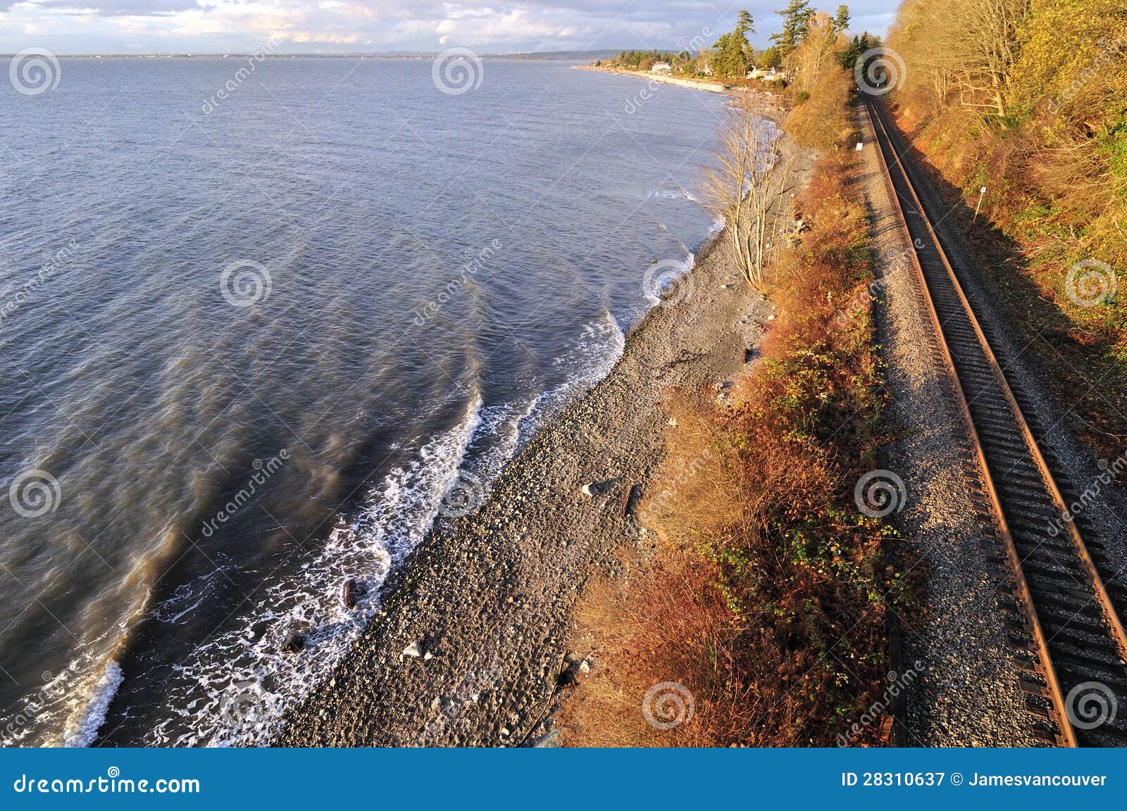 Railway by the sea stock image. Image of sunset, railway - 28310637