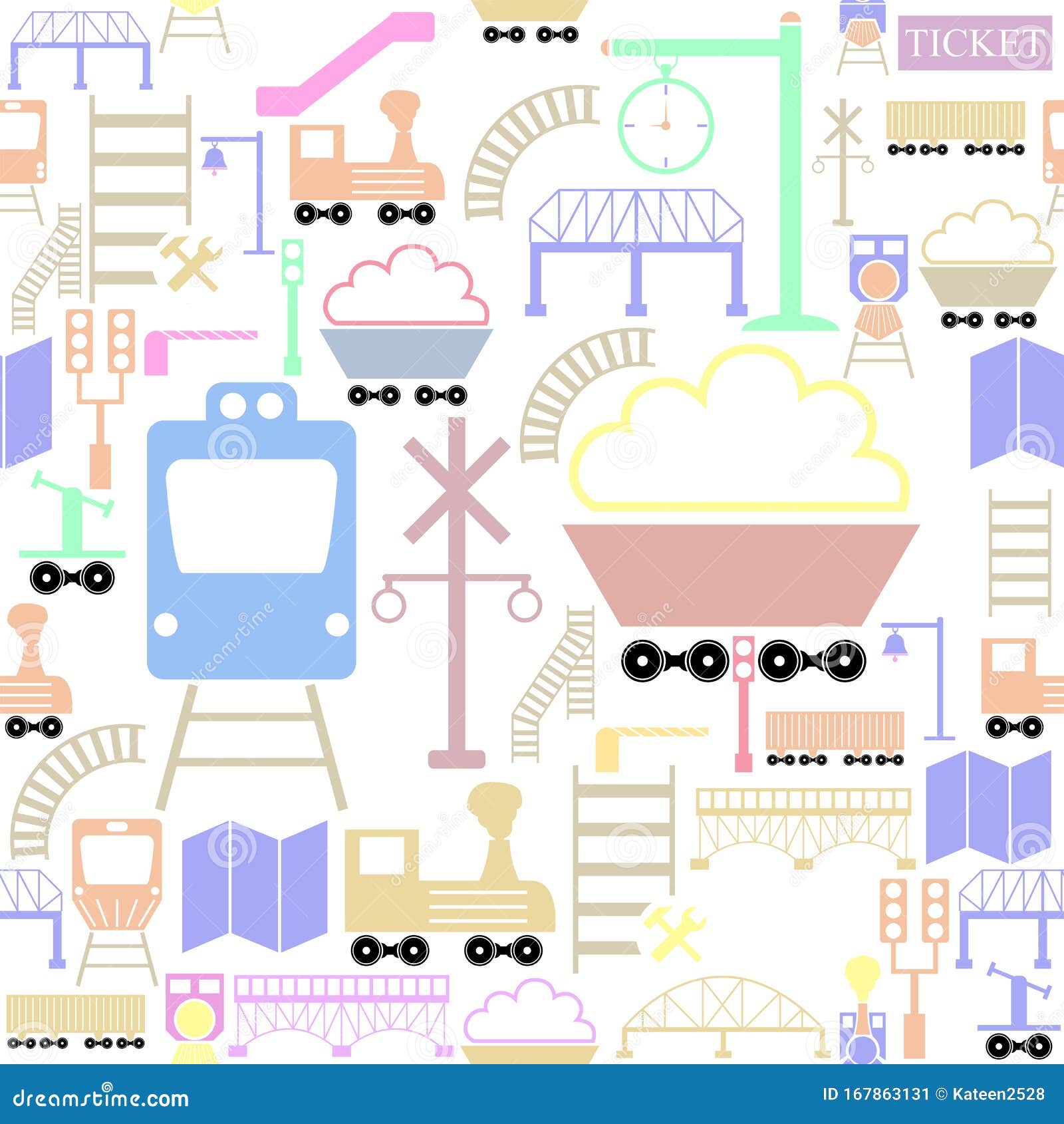 Railway Seamless Pattern Background Icon Stock Vector - Illustration of ...