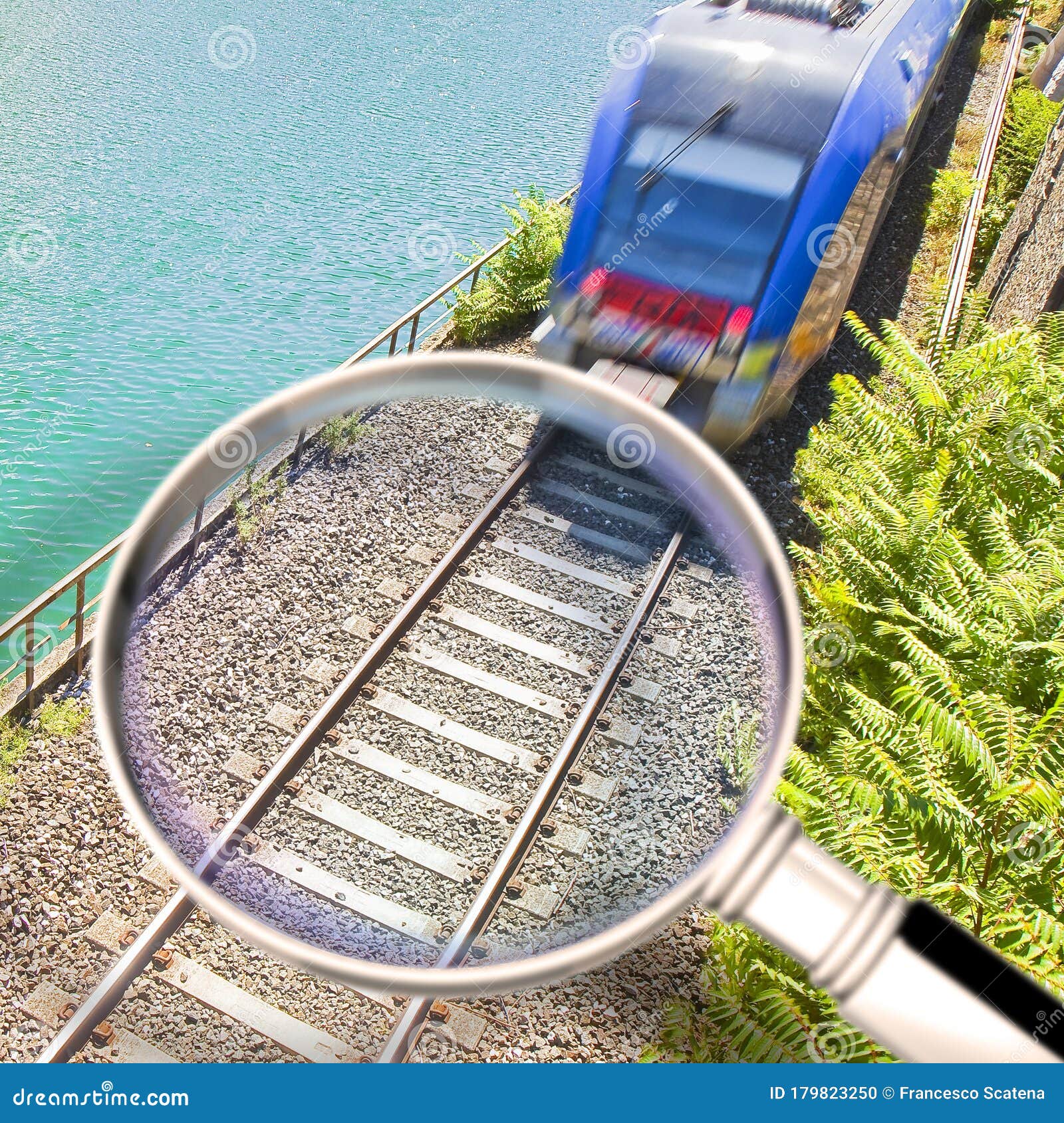 Railway Seen from Above with Incoming Train - Concept Image Seen ...