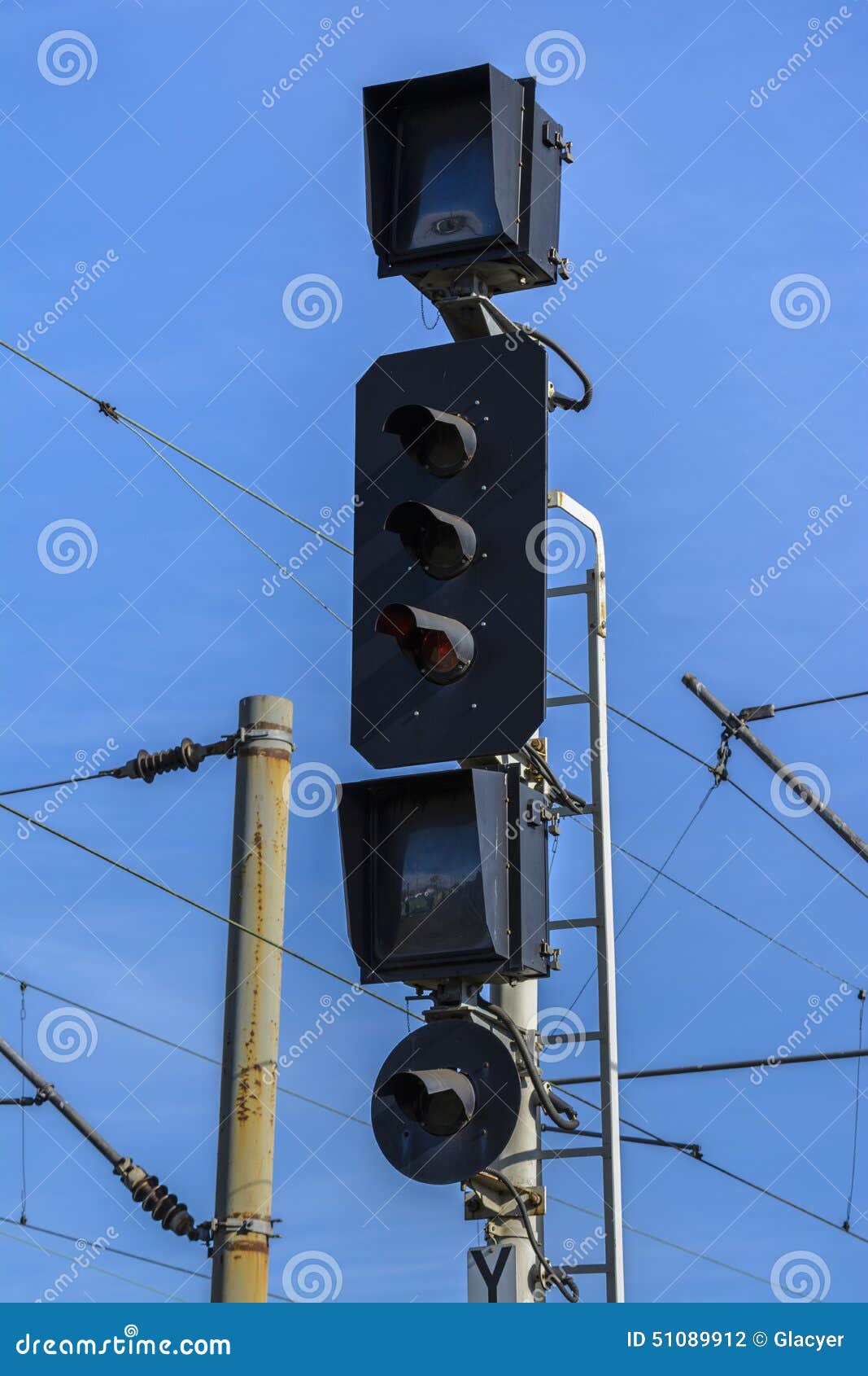 Railway semaphore stock photo. Image of rail, perspective - 51089912