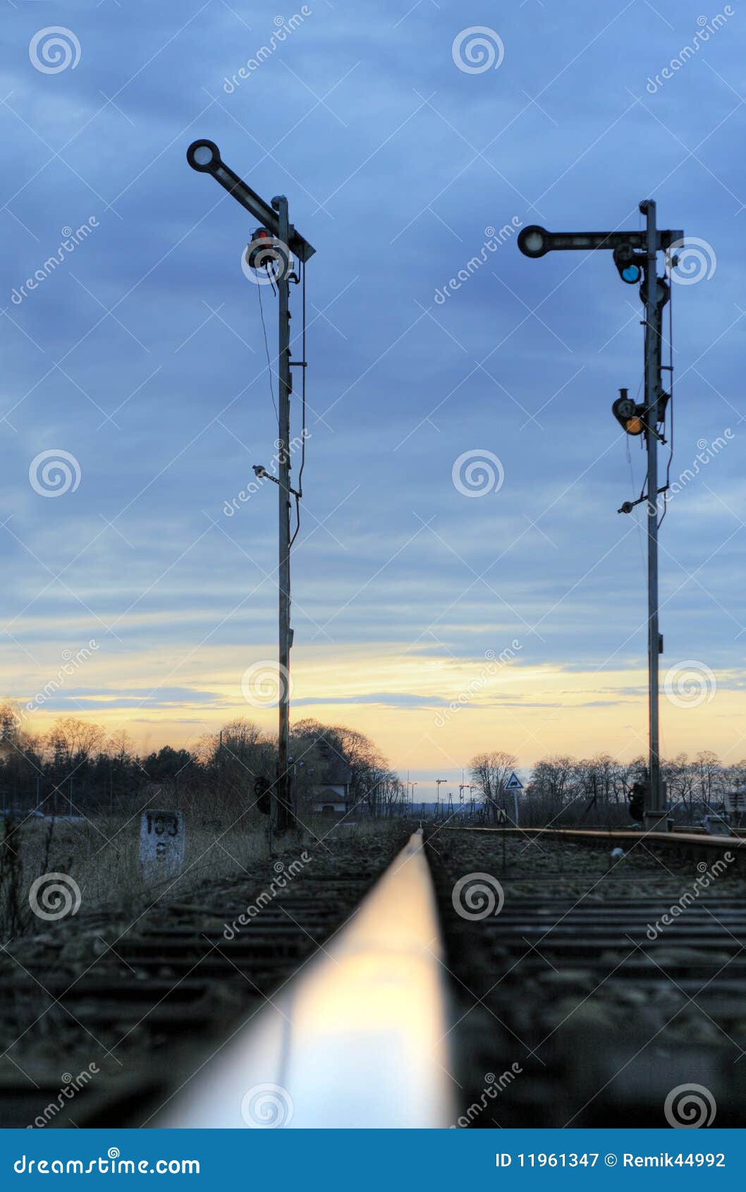Railway semaphores stock image. Image of dusk, dispatch - 11961347