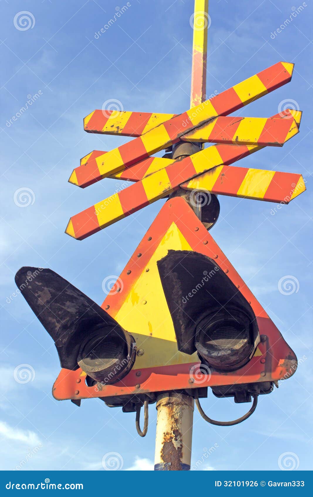 Railway Sign and Traffic Lights at a Crossing Stock Photo - Image of ...
