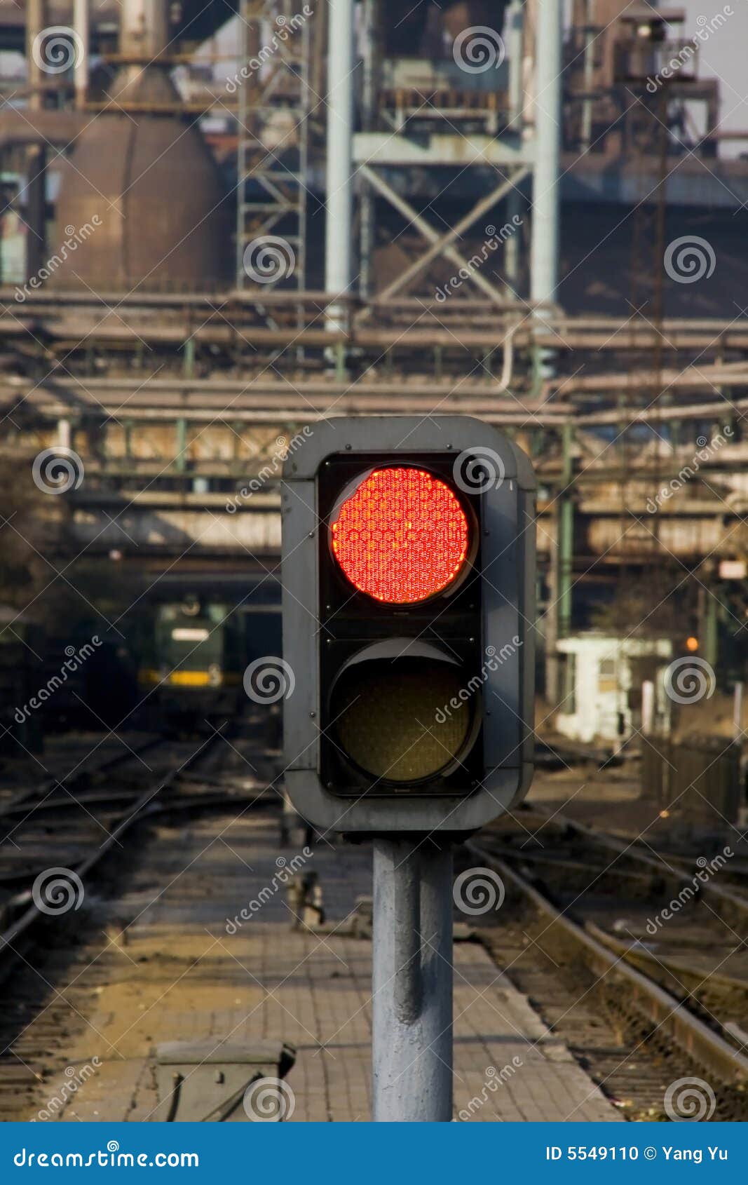 Old Railway Signal Restored Showing Red Stop Light And Lap Behind ...