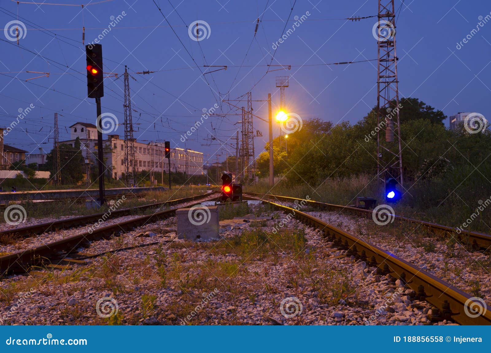 Railway Signal with Blue Light Editorial Stock Photo - Image of ...